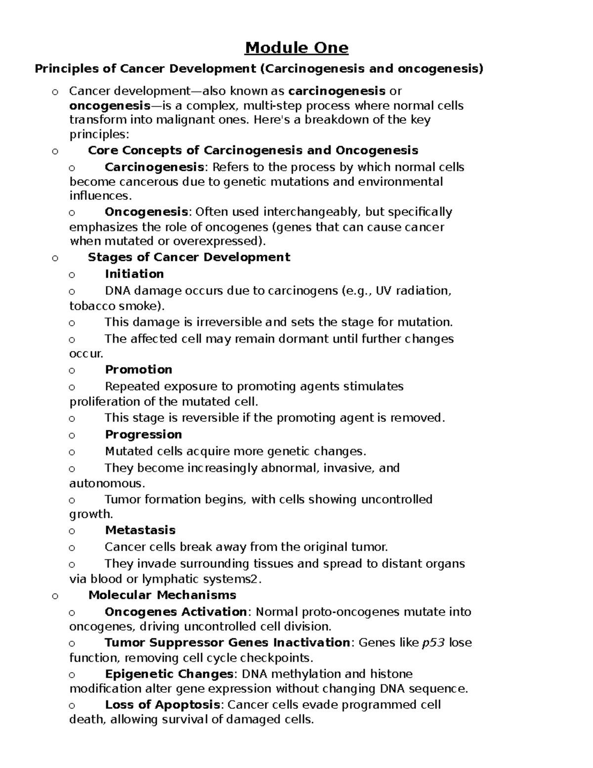 MDC2 Module Readings: Principles of Cancer Development and Oncogenesis ...