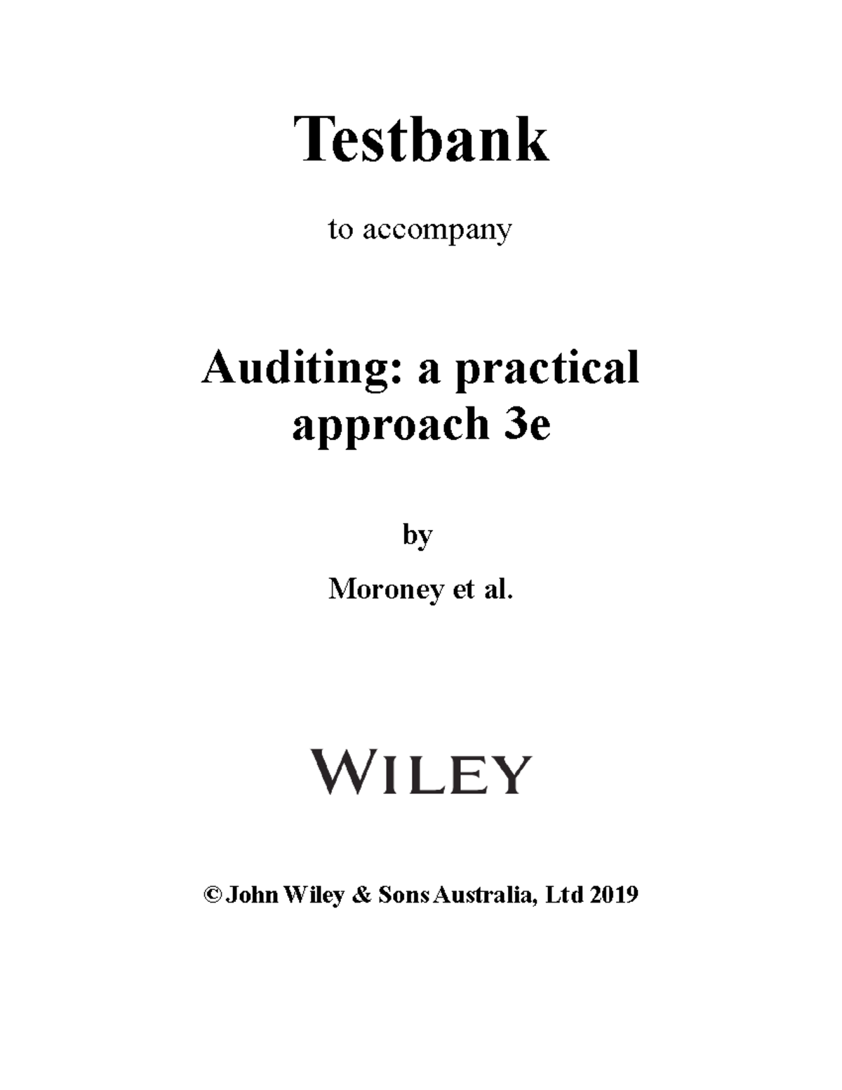 Ch02 tb moroney 3e auditing - Testbank to accompany Auditing: a ...