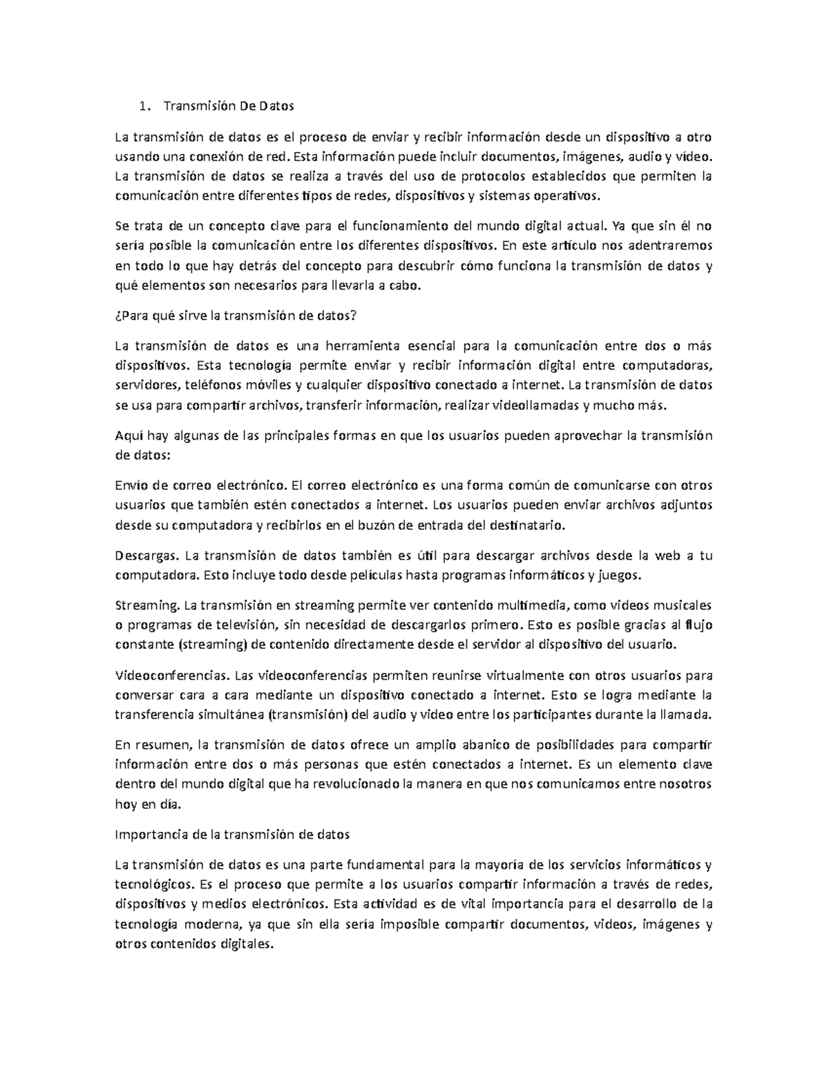 Transmisión de Datos - Unidad 1: Conceptos y Ejemplos en Redes - Studocu