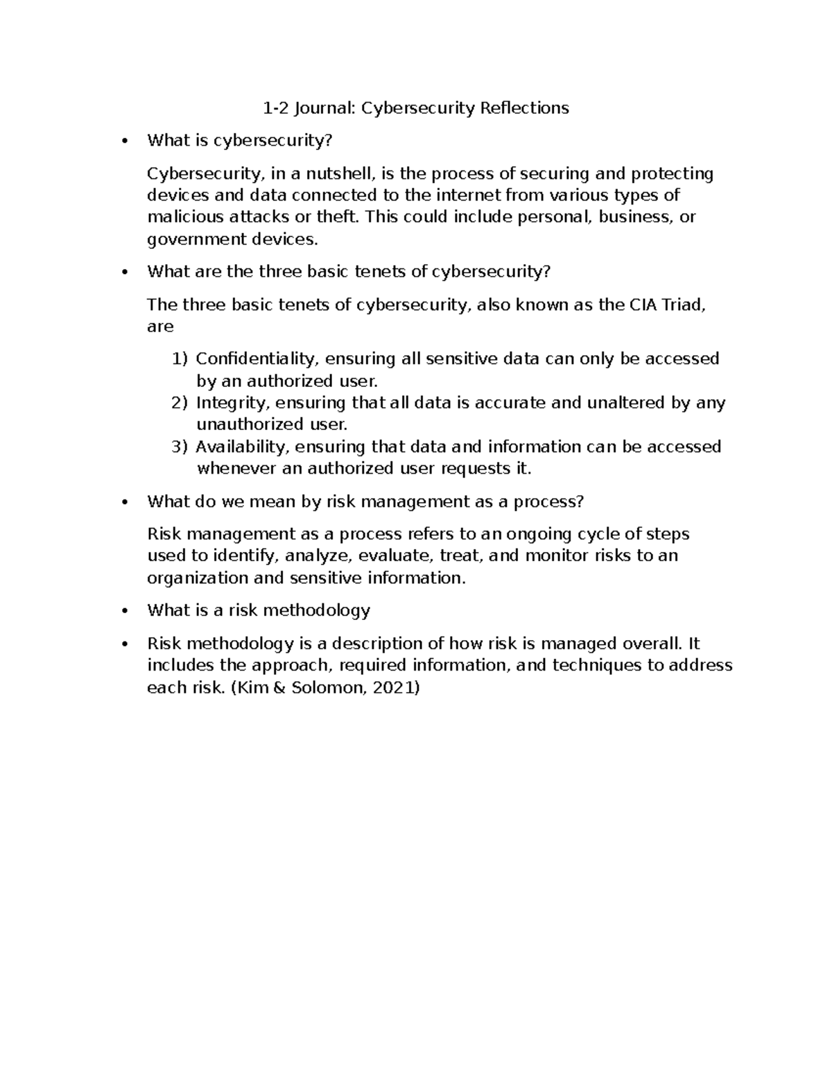 Cyb-200 Journal: Cybersecurity Insights and Risk Management - Studocu