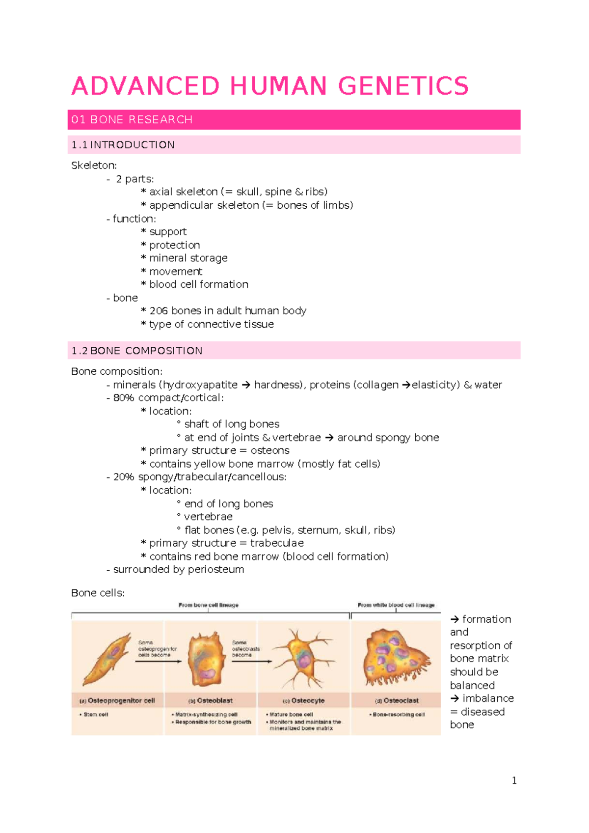 Advanced Human Genetics 01: Summary of Bone Research and Genetic ...