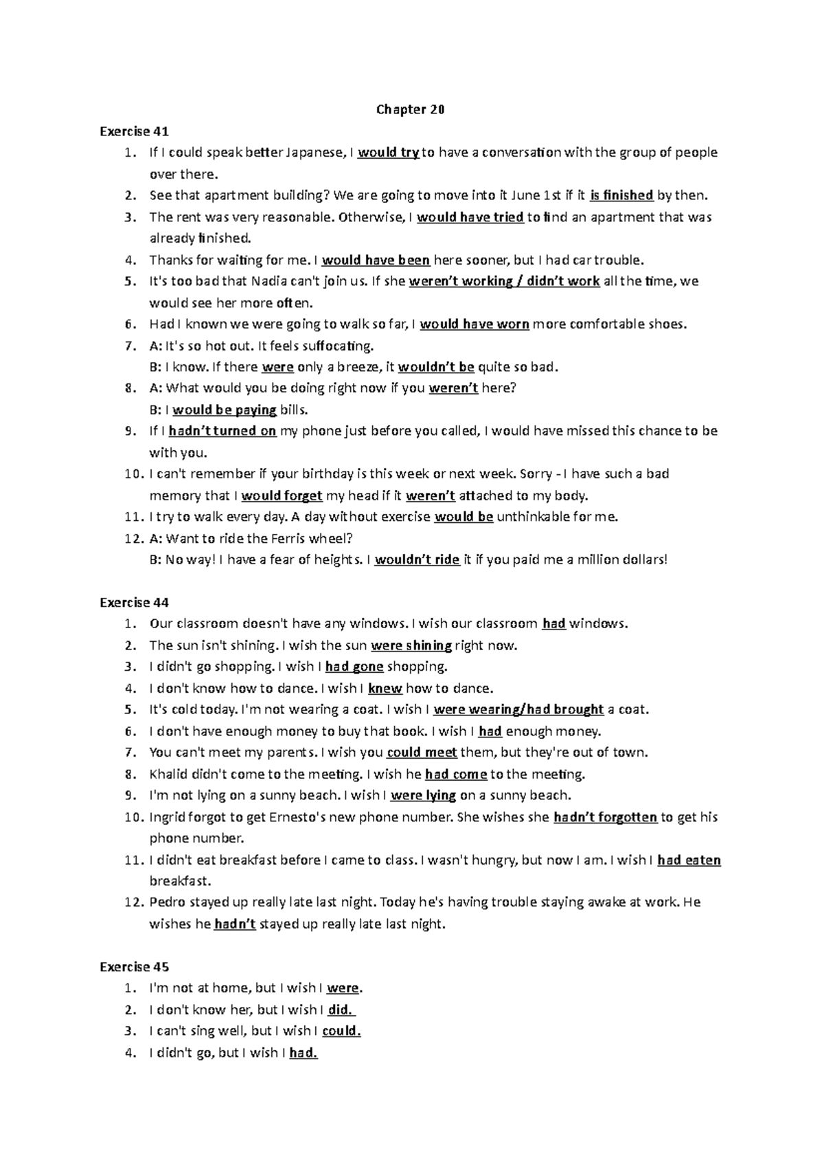 Grammar 5th Edition Chapter 20 Exercises 41-49 Solutions - Studocu