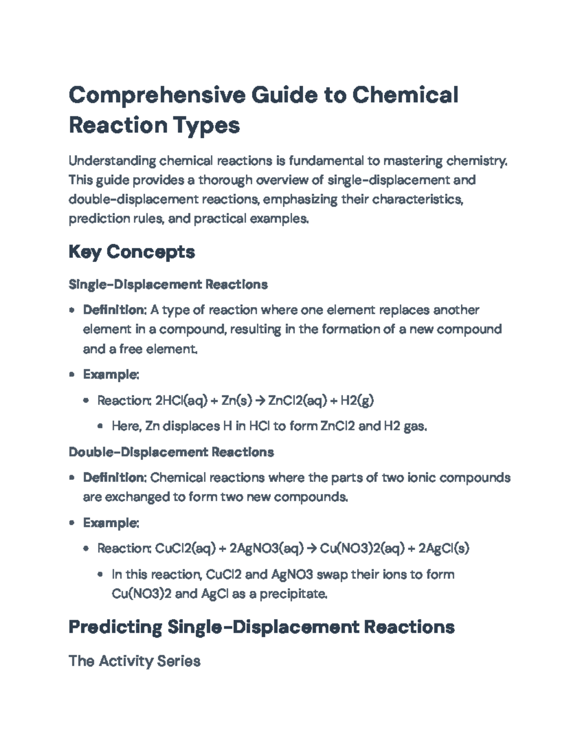 Comprehensive Guide to Single-Displacement & Double-Displacement ...