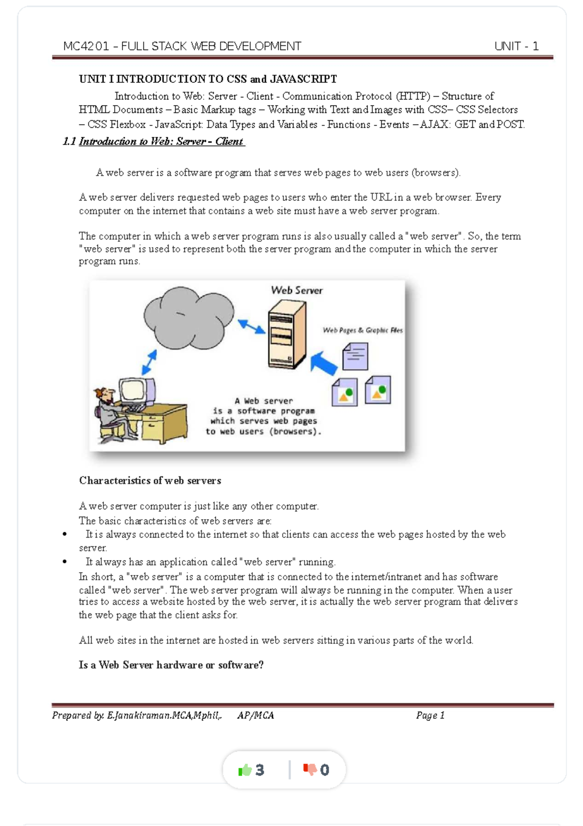 MC4201 FULL STACK WEB DEV: Unit 1 - Intro to CSS & JavaScript Concepts - Studocu