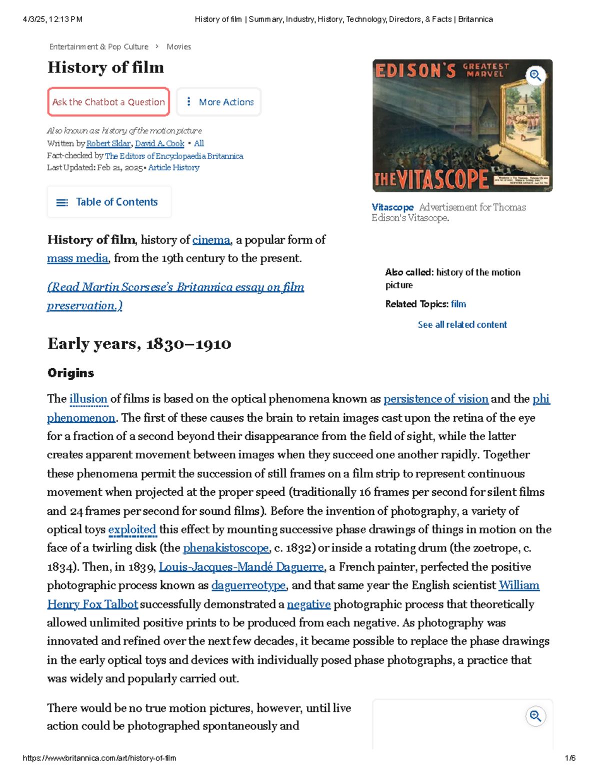 History of film - cheat sheat for a test - Entertainment & Pop Culture ...