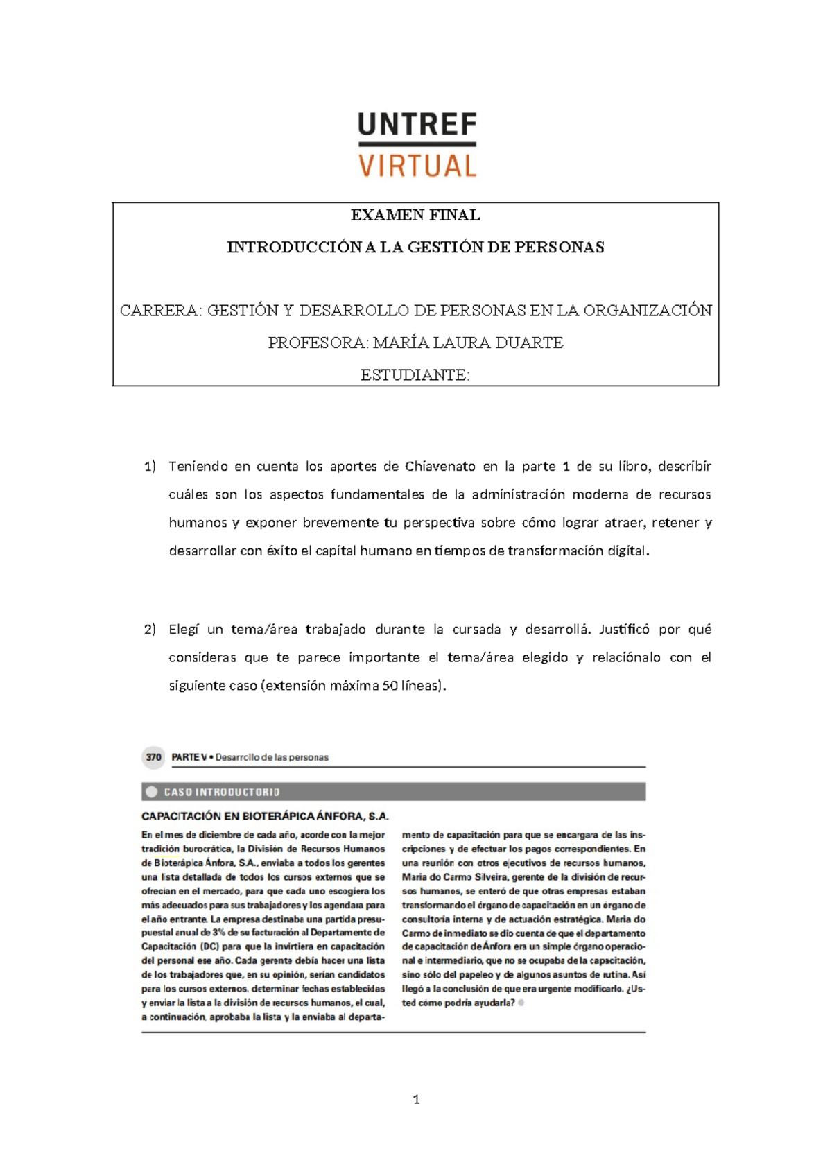 Examen Final: Introducción a la Gestión de Personas - 2025 - Studocu