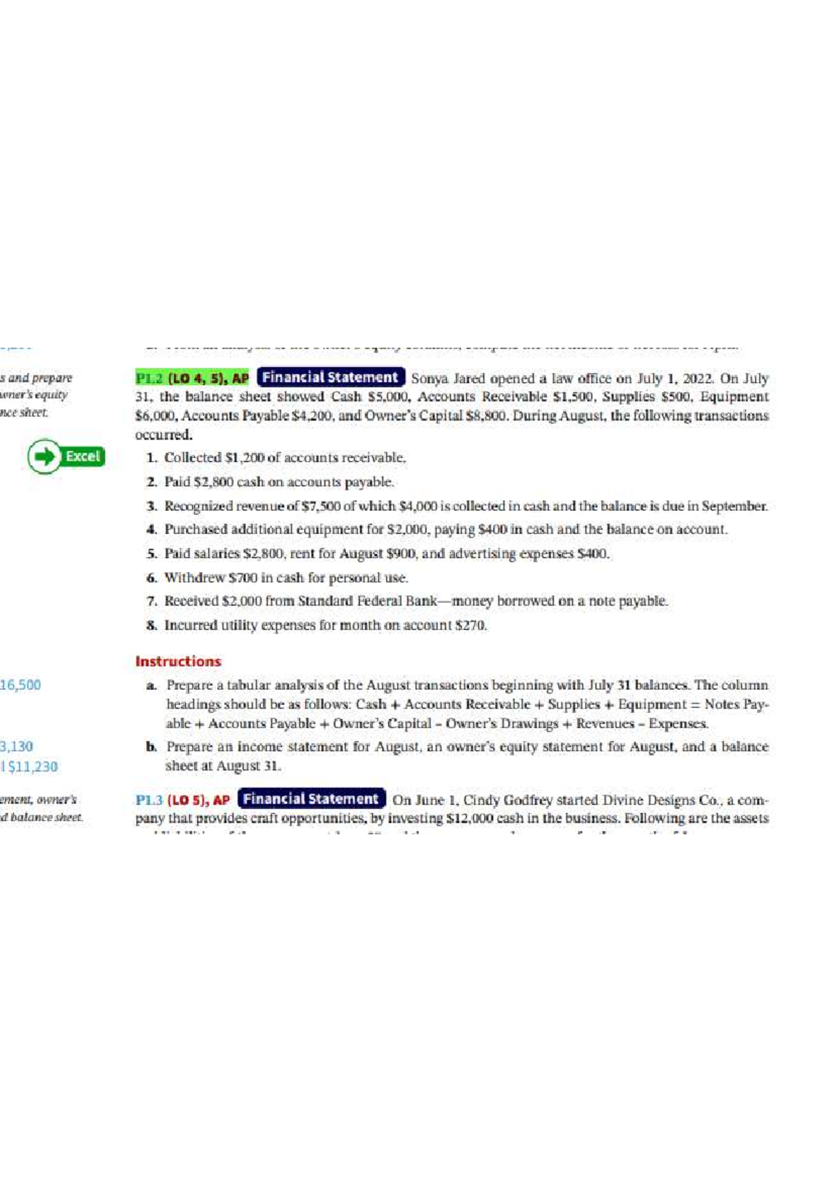 P1.2 (LO 4, 5) AP Financial Statement Analysis for Sonya Jared's Law ...