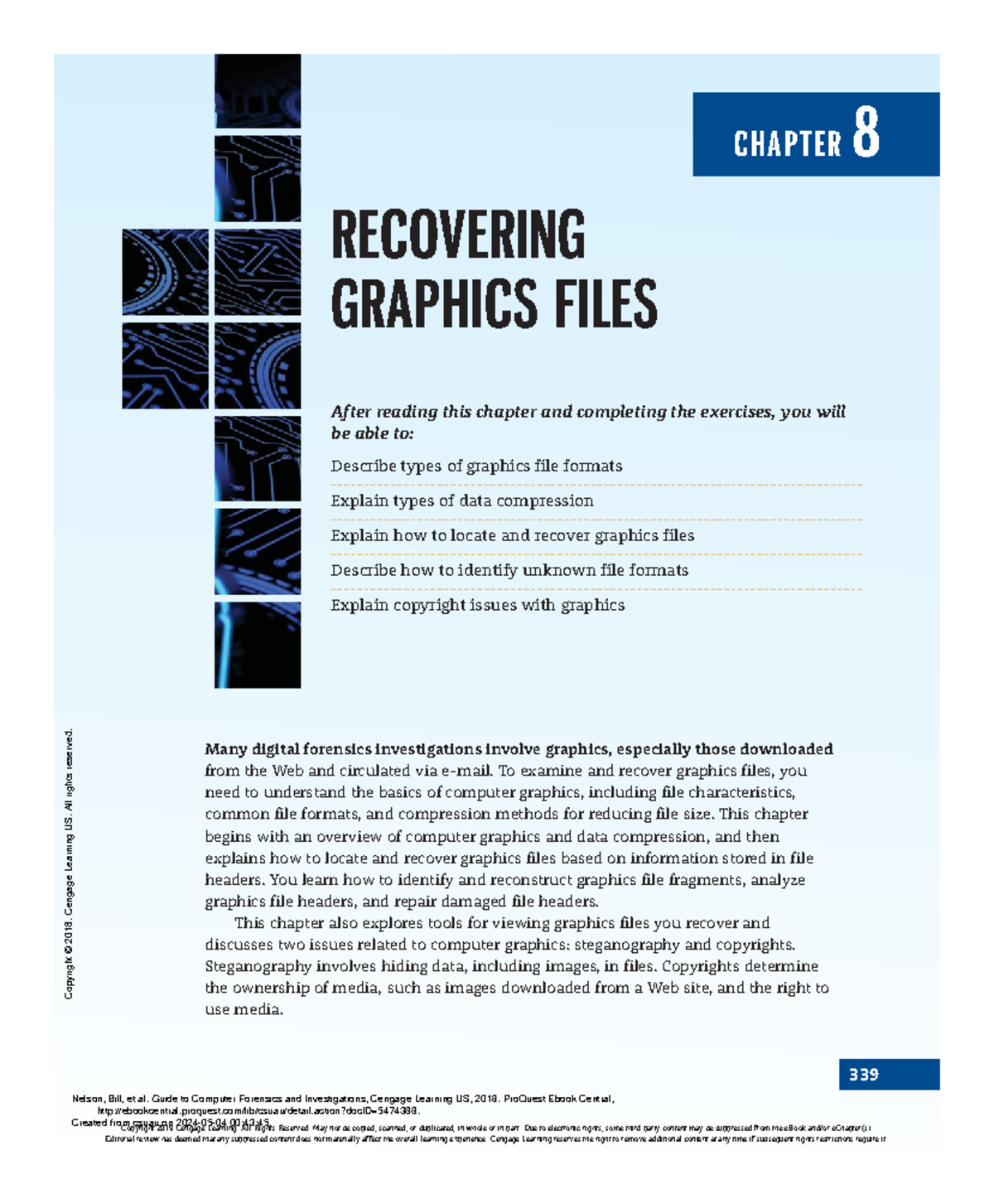 Guide to Computer Forensics and Investigations - Chapter 8: Recovering Graphics Files - Studocu