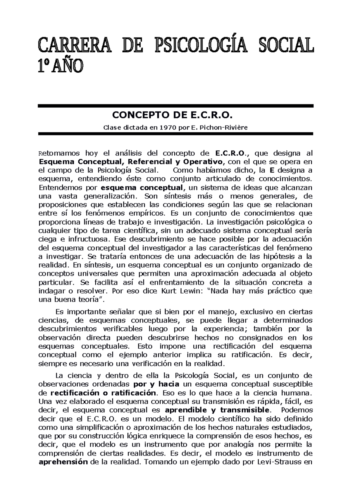 ECRO - Esquema Conceptual, Referencial y Operativo en Psicología Social ...