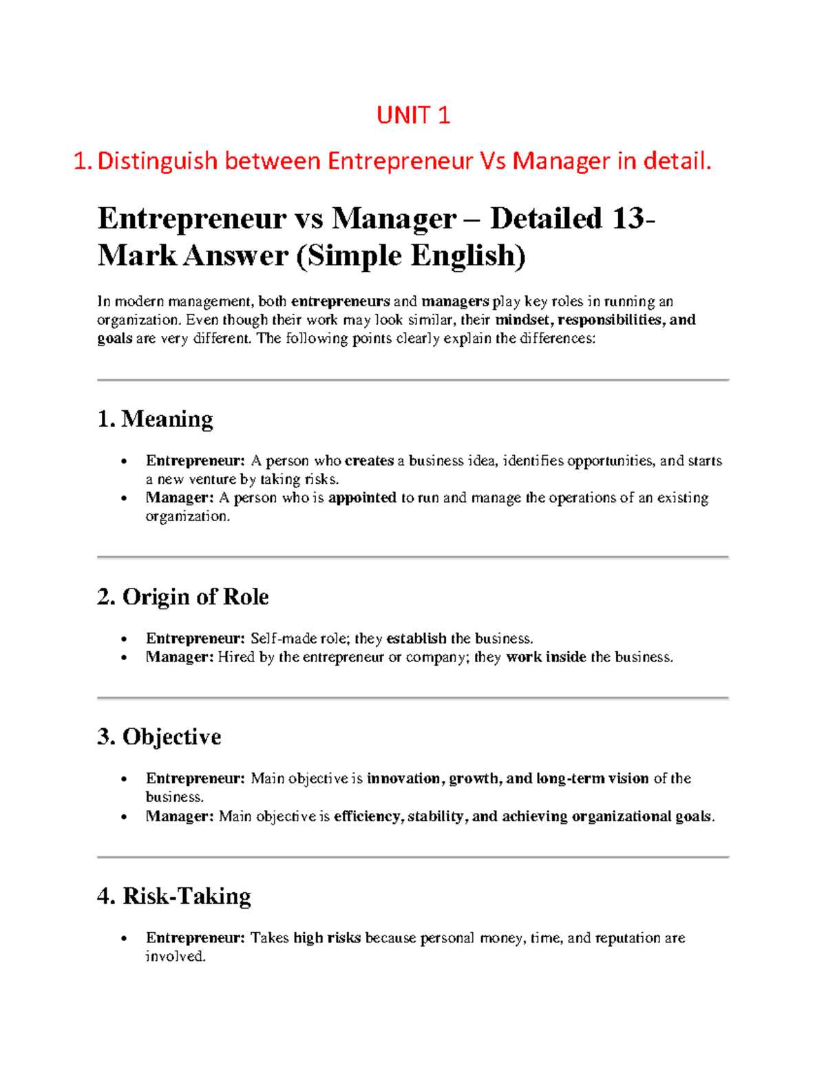 Entrepreneur vs Manager: Key Differences & Management Principles (Unit ...