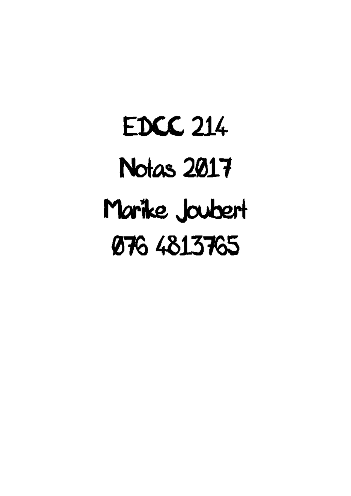 EDCC 214 (1) opsommings - EDCC 214 Notas 20 17 Marike Joubert 076 481 ...