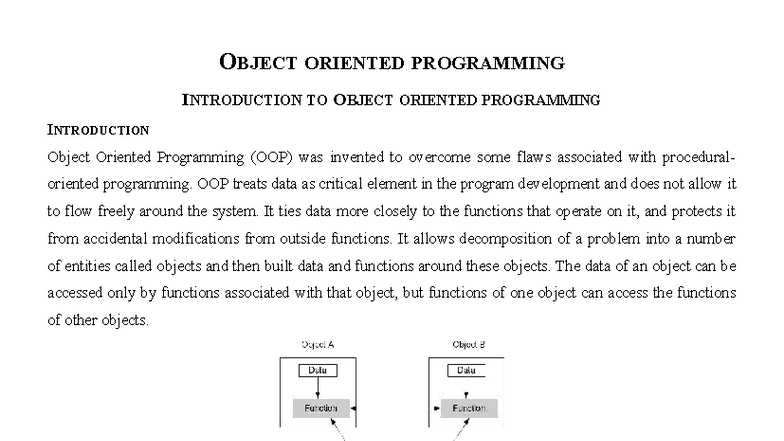 OOP 101: Introduction to Object Oriented Programming Concepts - Studocu