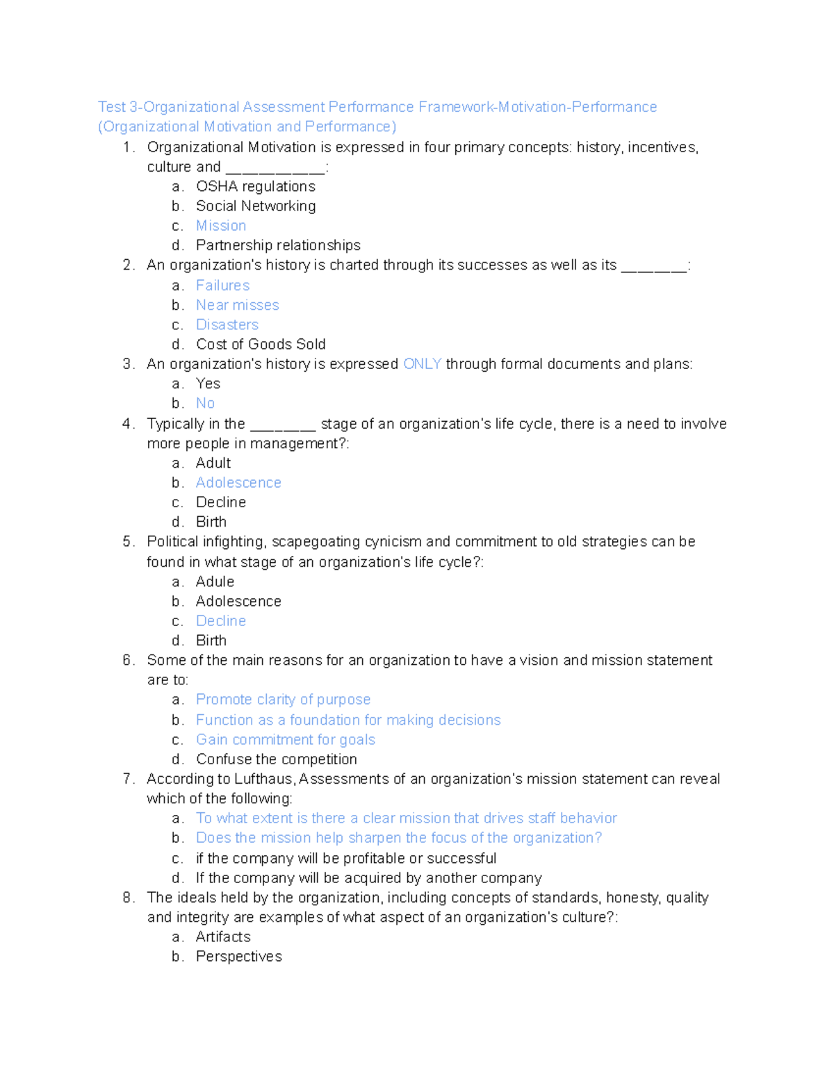 Module 3 Learning Materials Notes - Test 3-Organizational Assessment ...