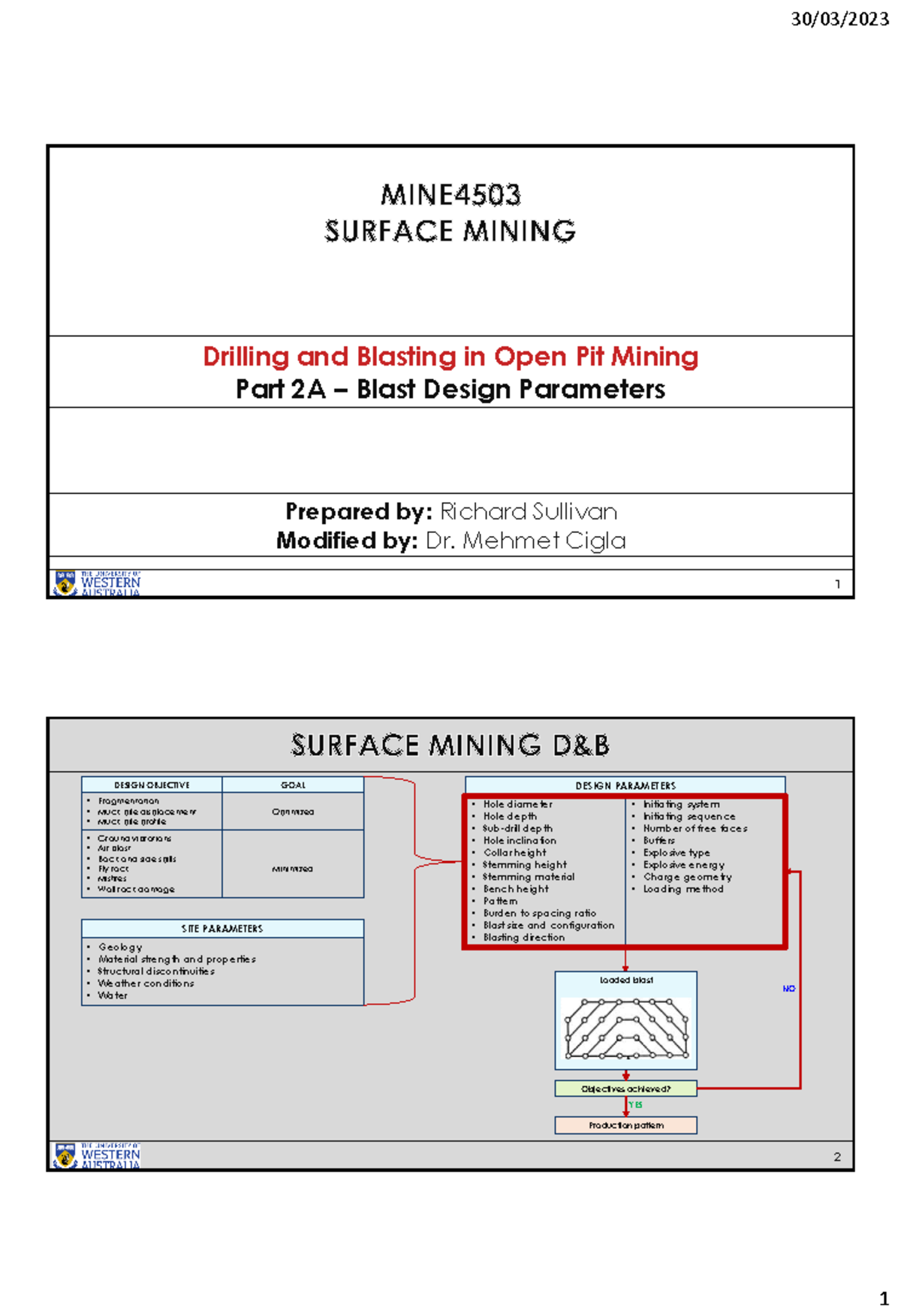 MINE4503 06 Drill and Blast in Surface Mining 010 Presentation 01 Part ...