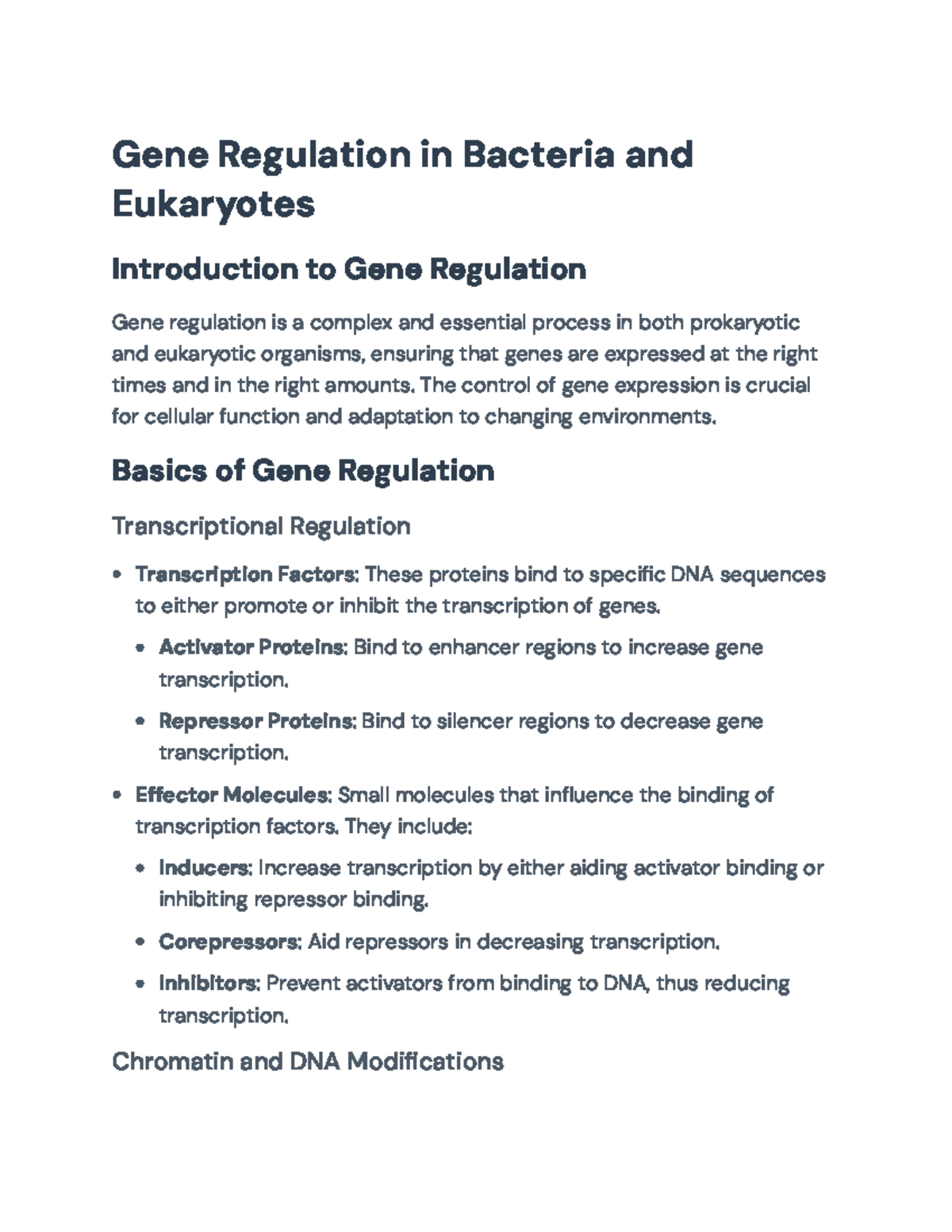 Gene Regulation in Prokaryotes and Eukaryotes: Key Mechanisms and ...