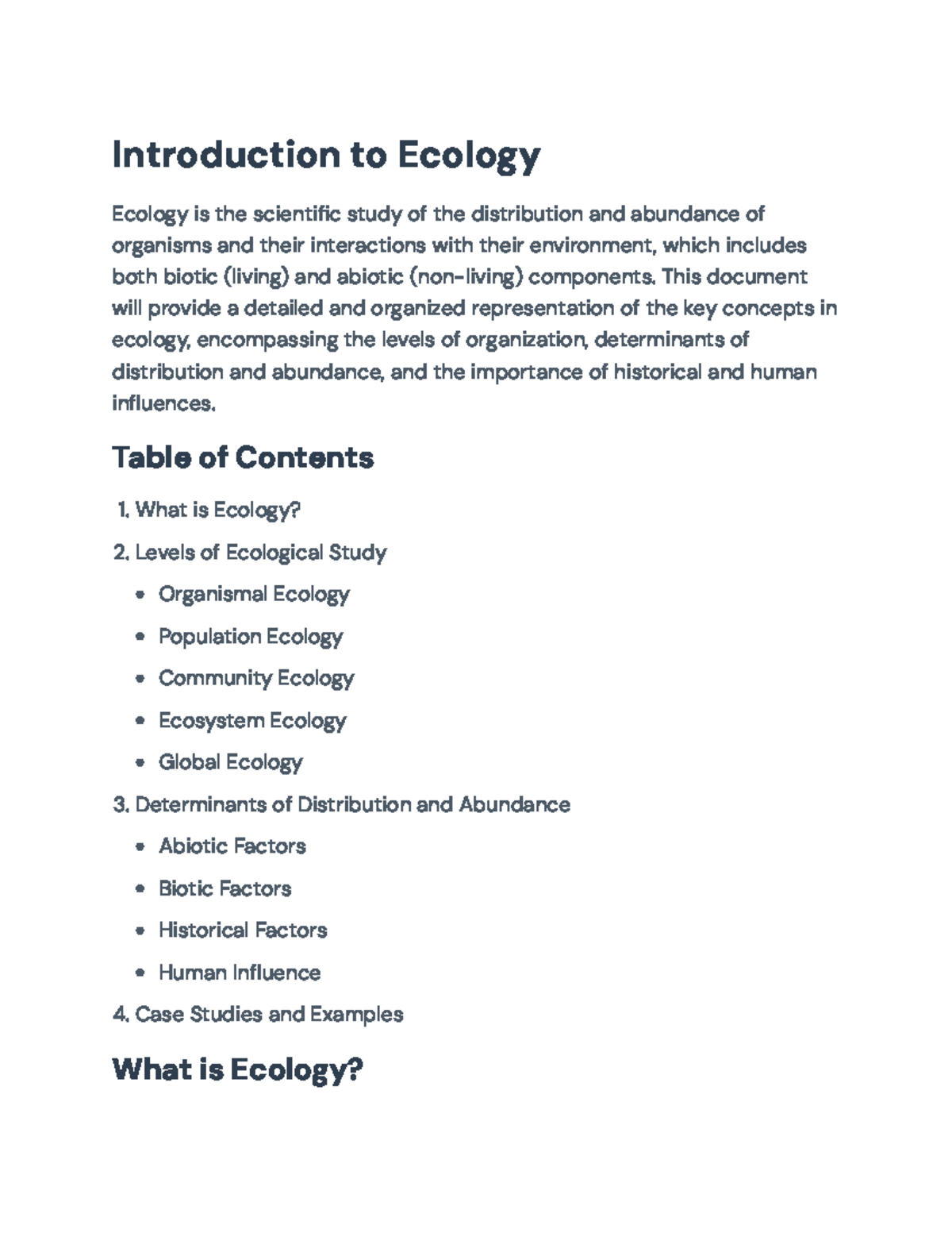 Introduction to Ecology: Key Concepts and Human Impact (BIOL101 ...