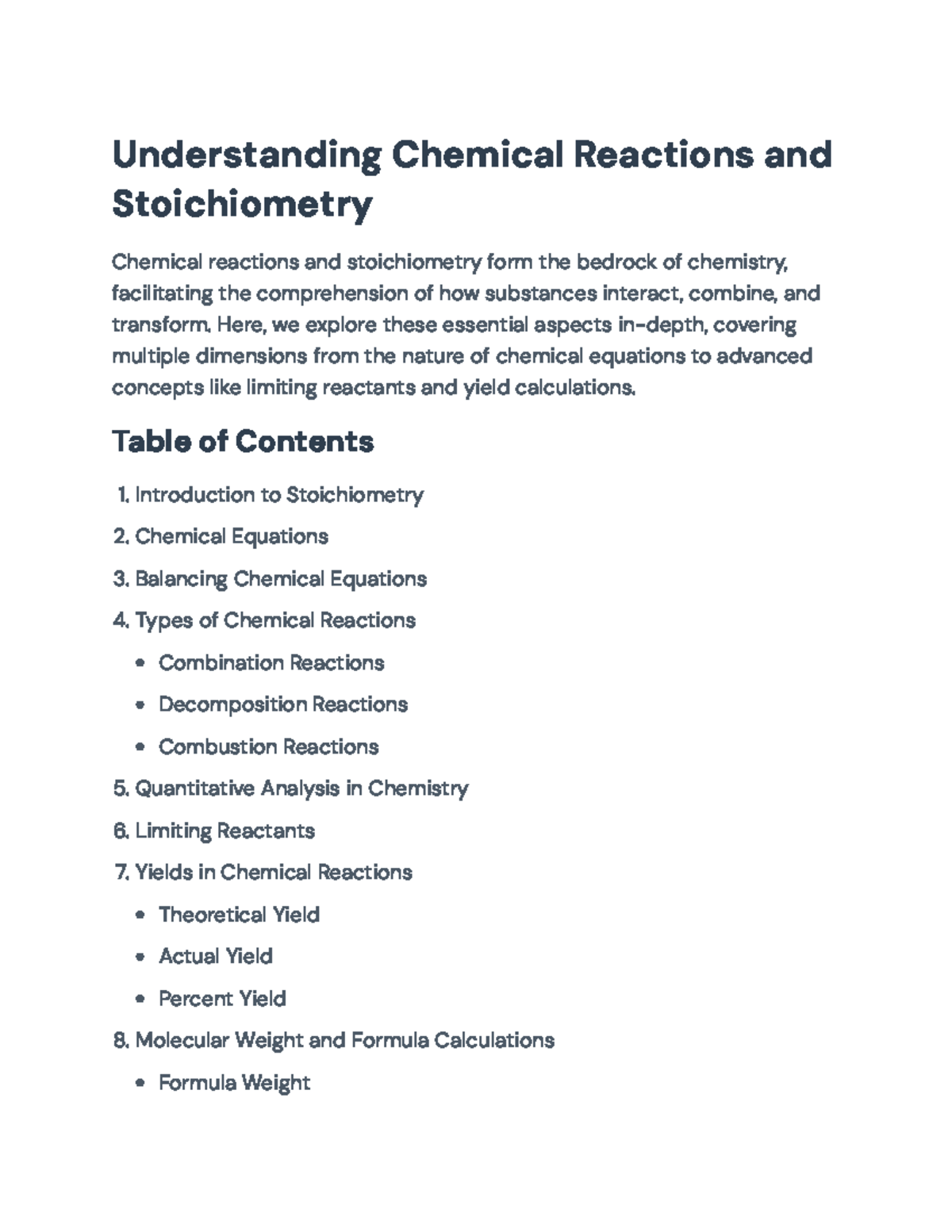 Understanding Chemical Reactions and Stoichiometry (Chemistry 101 ...