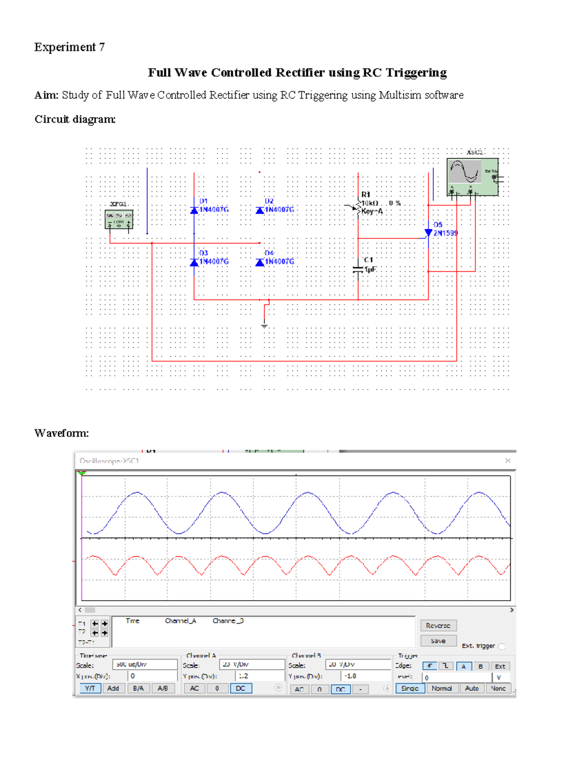 EPC Lab Manual: Experiment 7 - Full Wave Controlled Rectifier Analysis ...