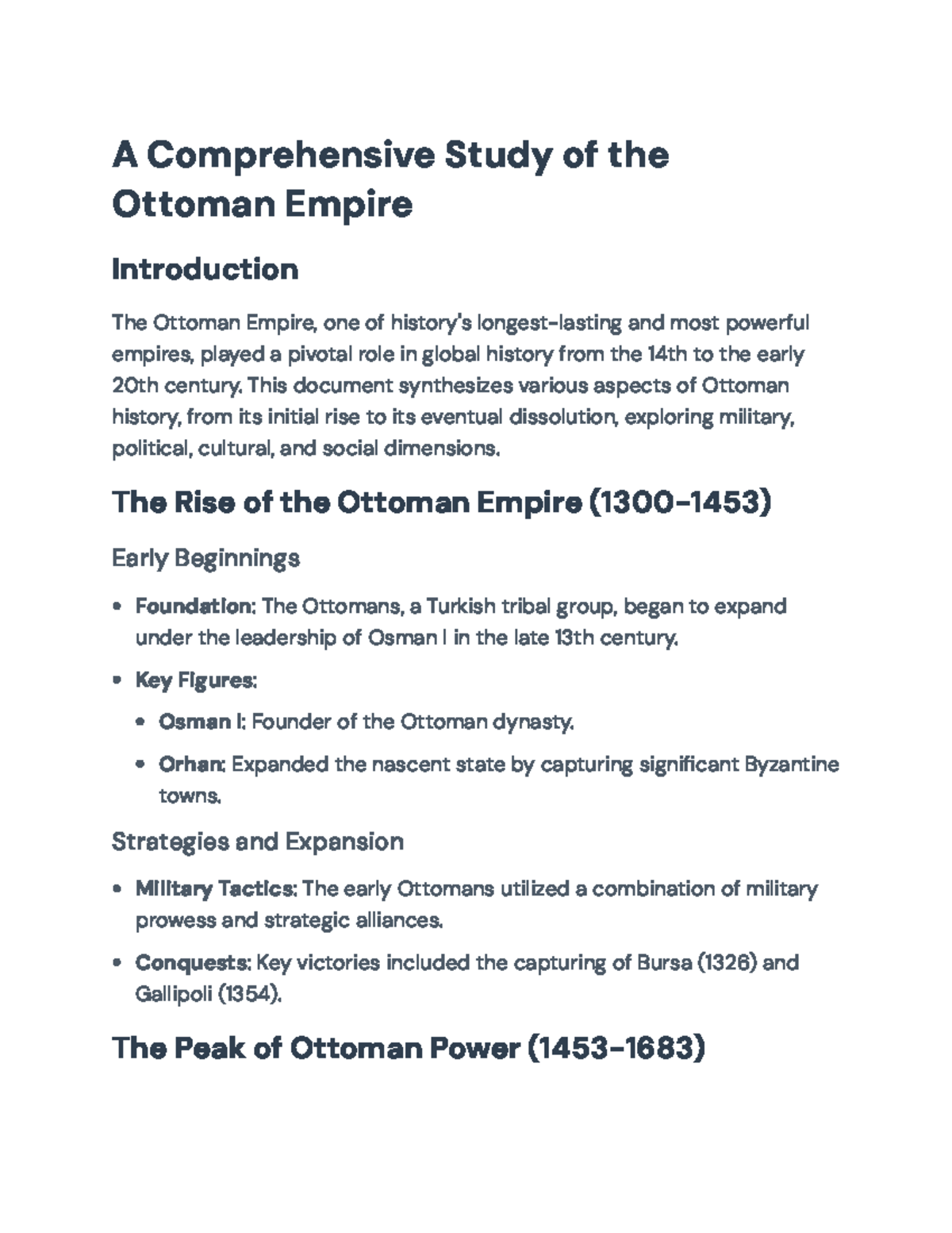 A Comprehensive Study of the Ottoman Empire: Rise, Peak, Decline - Studocu