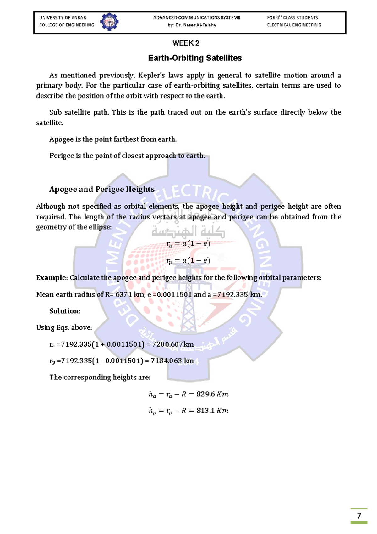 Understanding Apogee and Perigee in Earth-Orbiting Satellites - EE101 ...