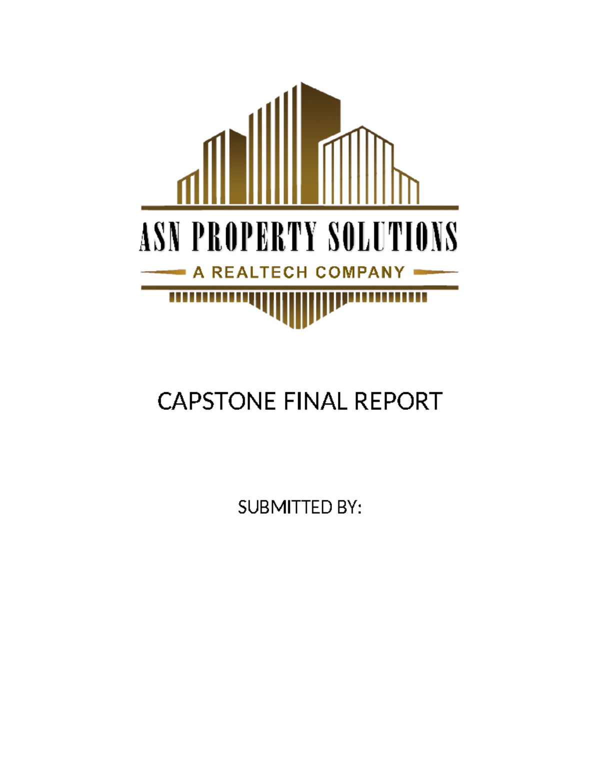 Capstone Project Final Report for ASN Property Solutions - Studocu