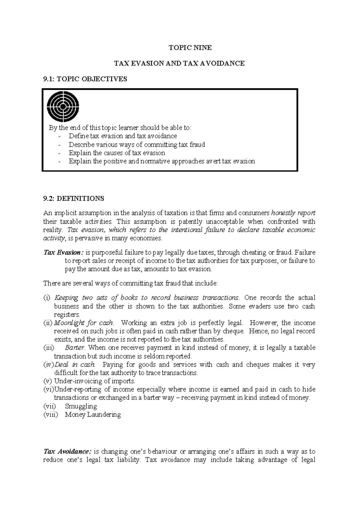 Taxation 3: Tax Evasion and Avoidance - Key Concepts and Implications ...