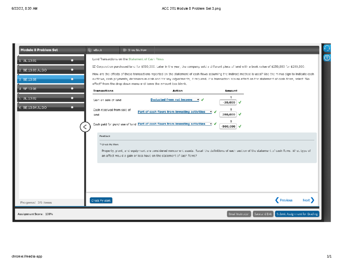 ACC 201 Module 8 Problem Set: Land Transactions & Cash Flows - Studocu