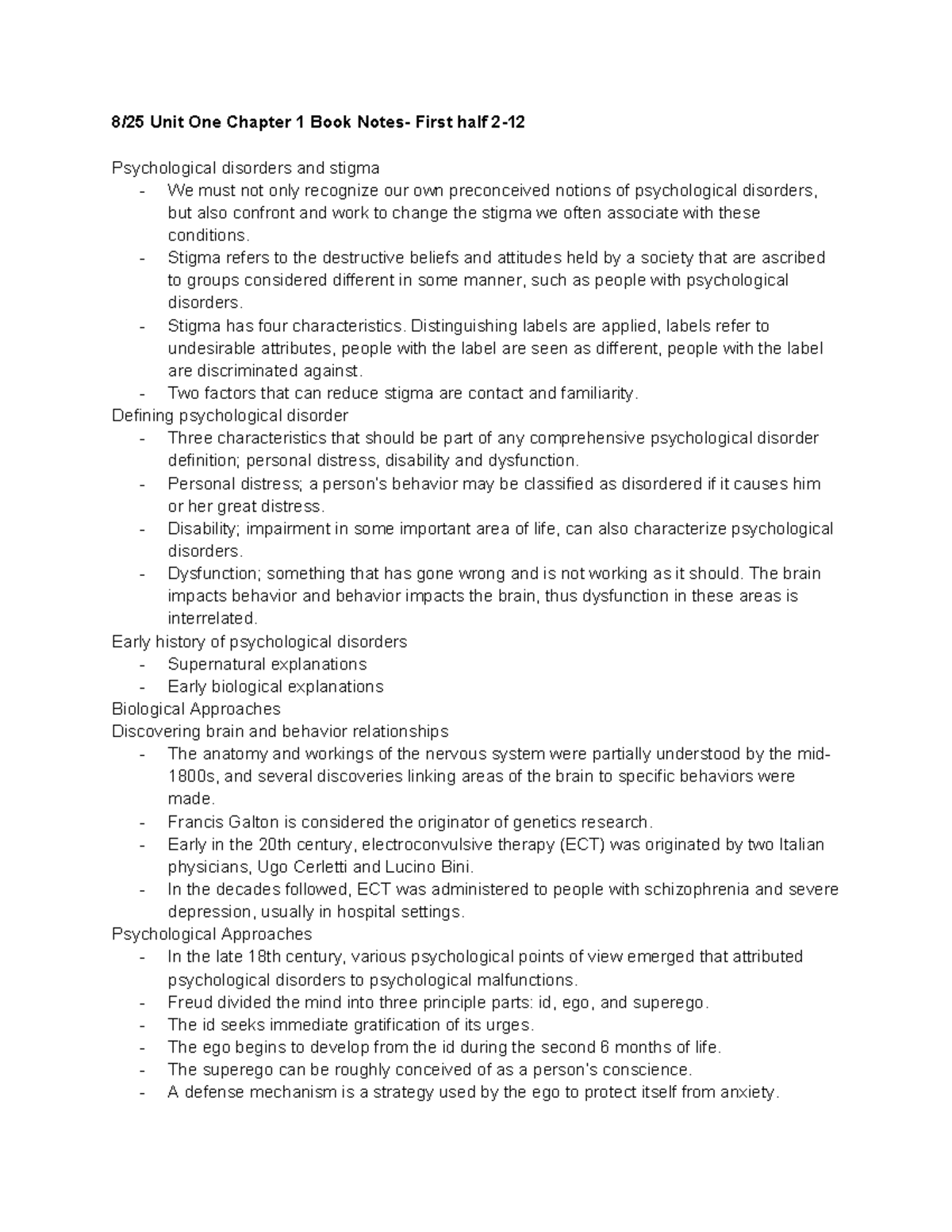 "Essay Notes for Course XYZ: Understanding Psychological Disorders and ...