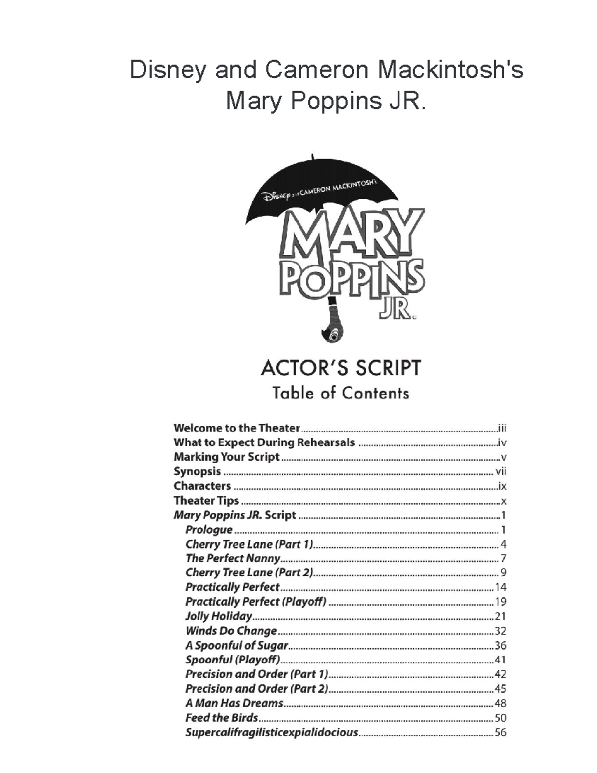 Disney's Mary Poppins Jr. Full Script & Rehearsal Guide - Studocu