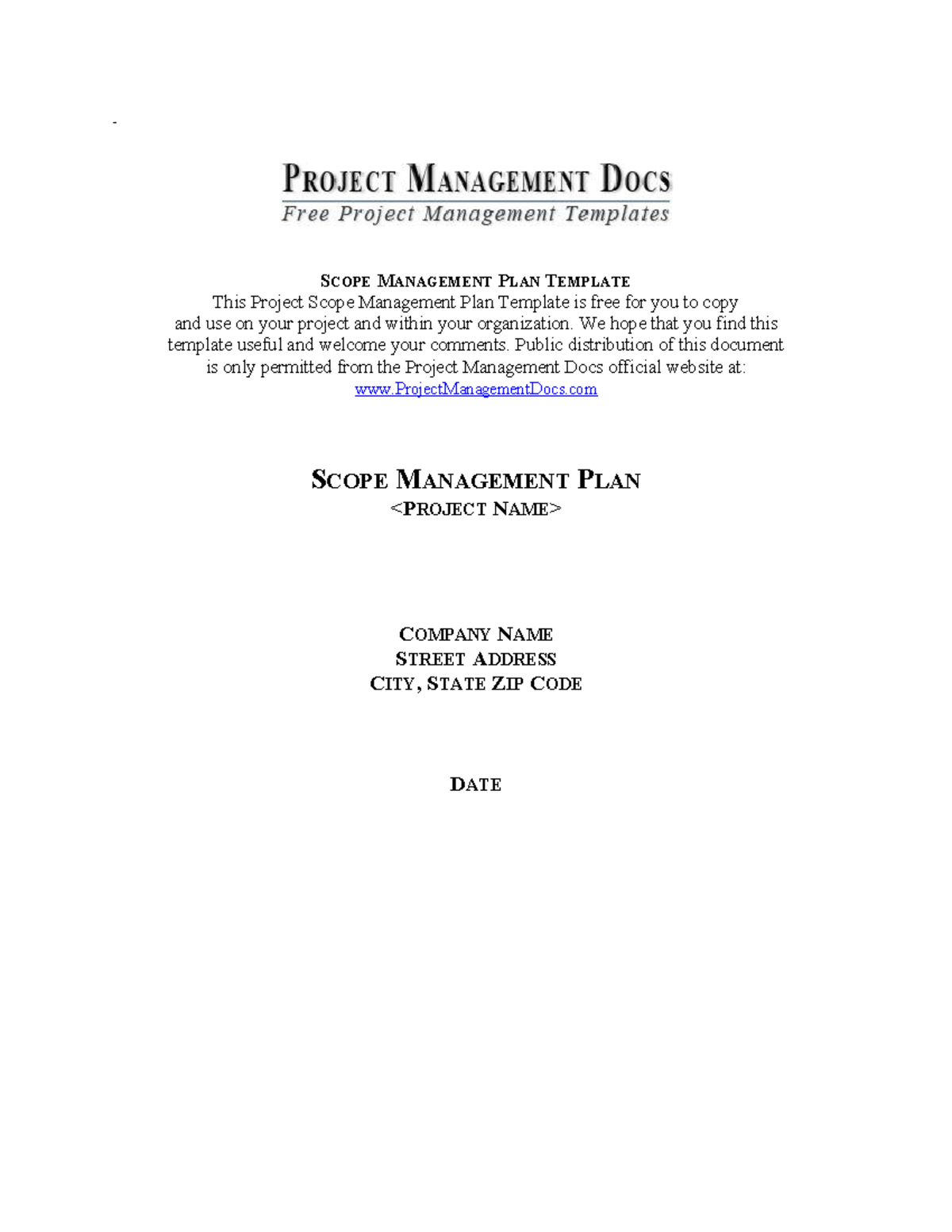 Project Scope Management Plan Template (PM 101) - Studocu
