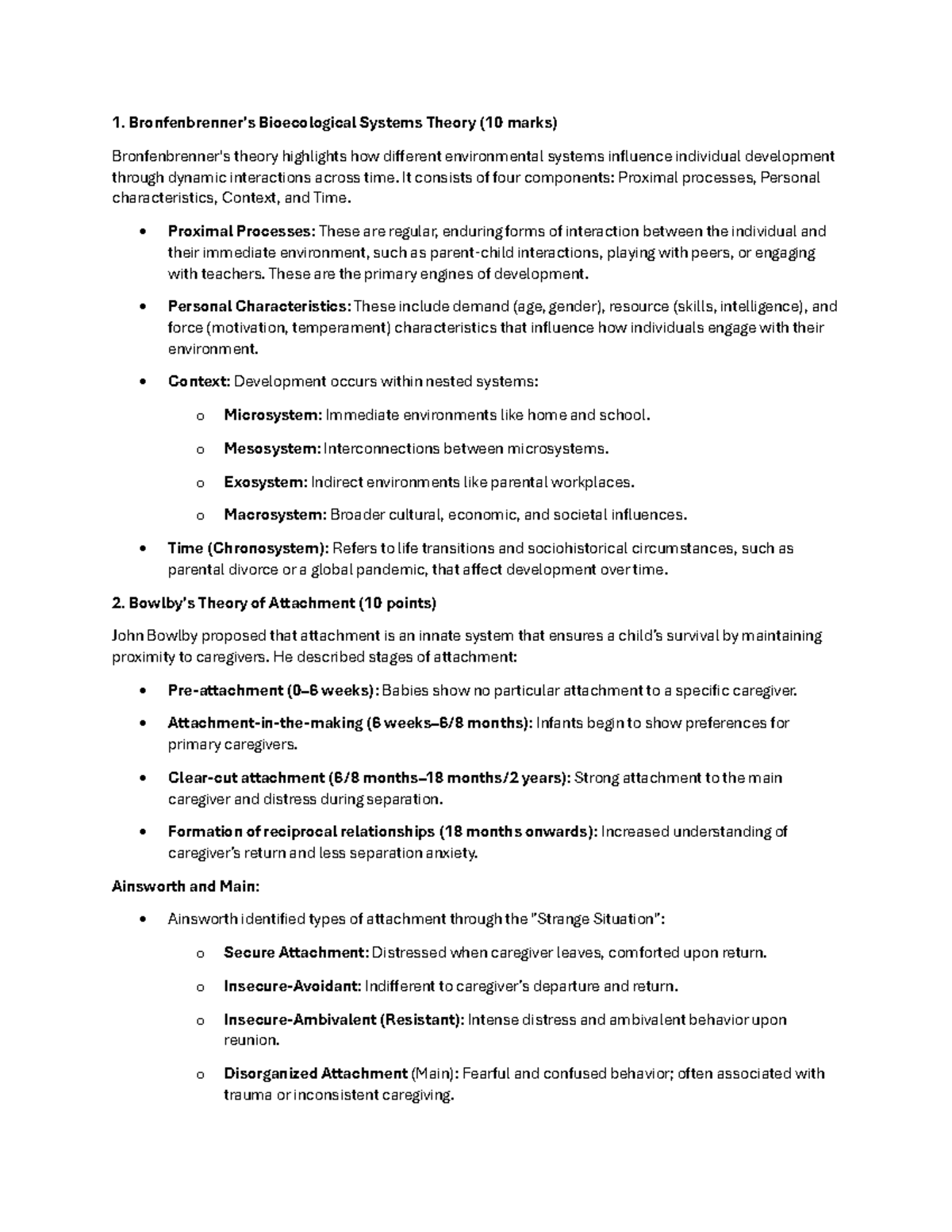 Psych 2020 Lecture Notes: Key Development Theories Overview - Studocu