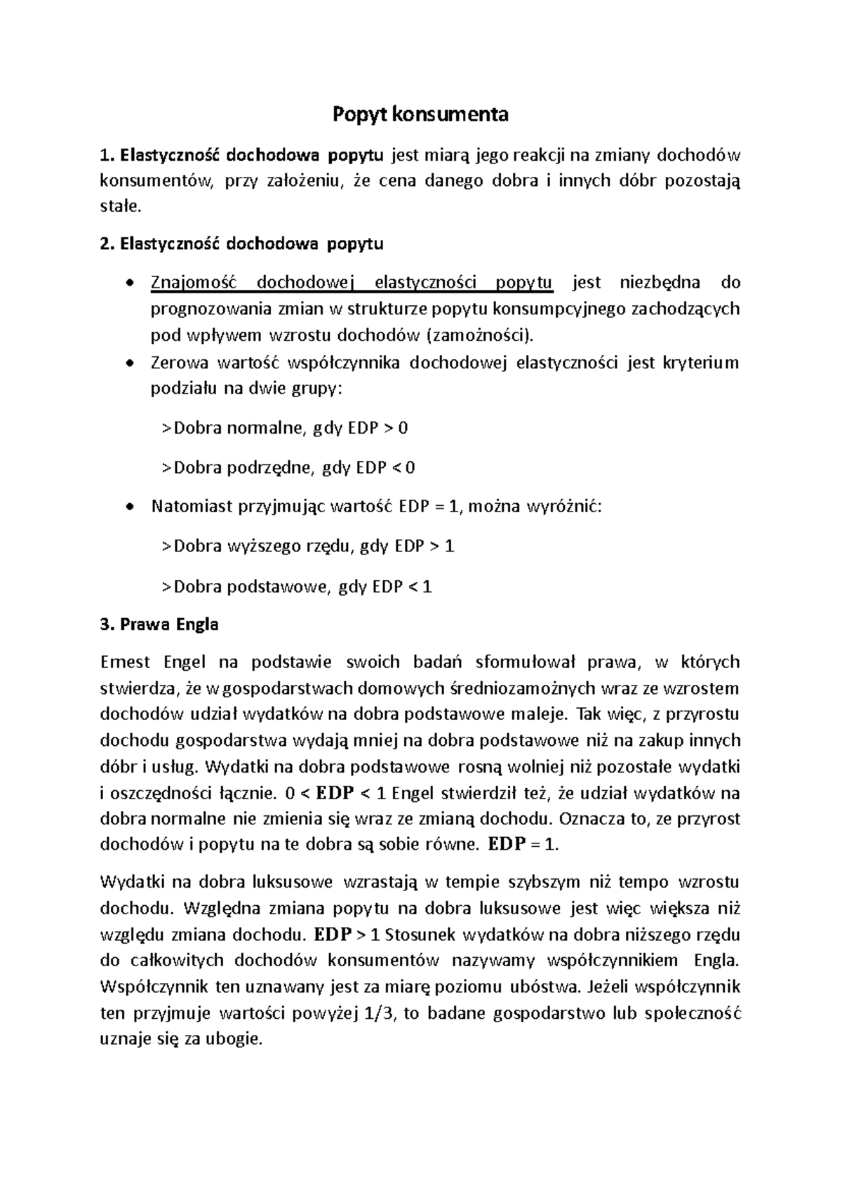 Popyt konsumenta - Popyt konsumenta Elastyczność dochodowa popytu jest ...