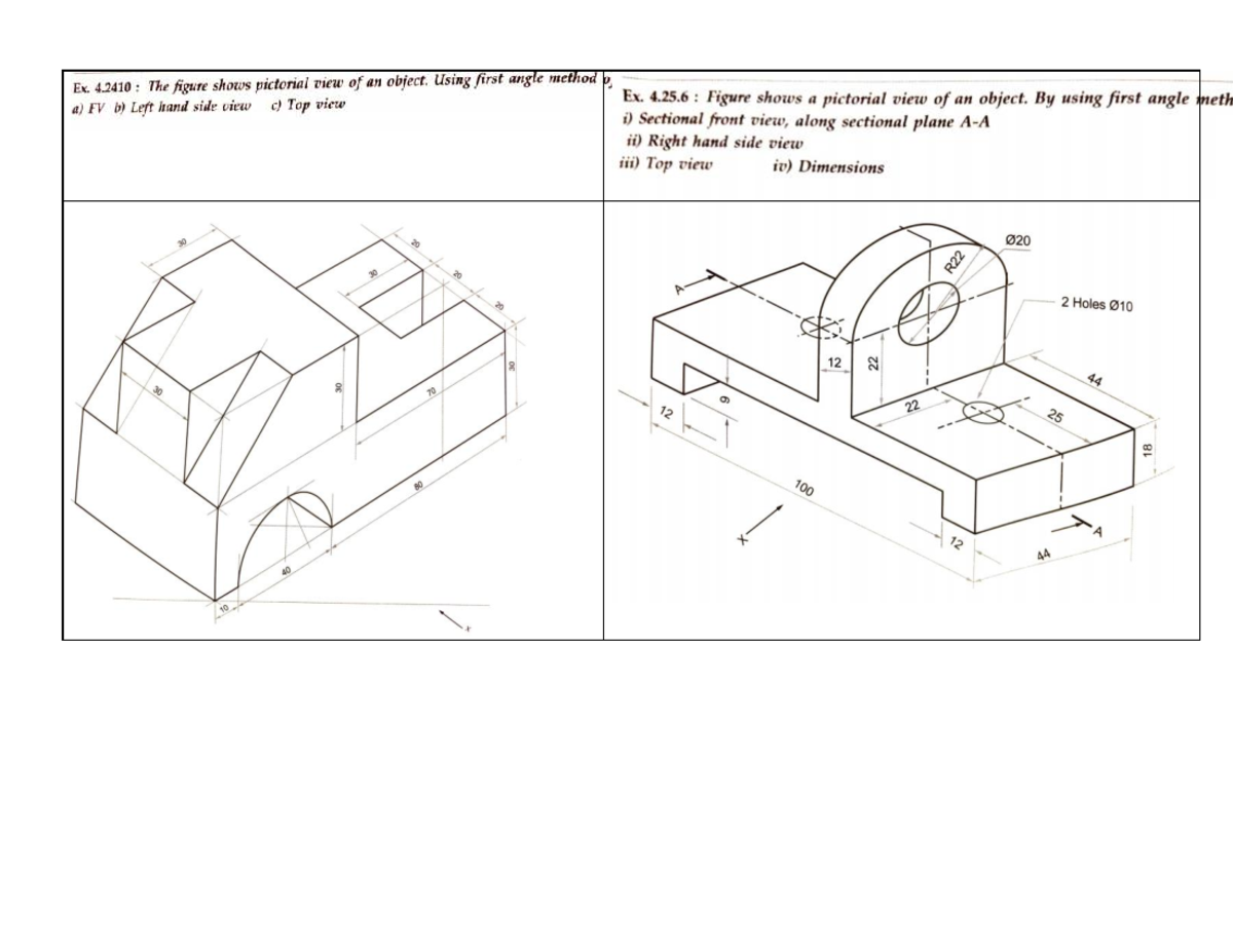 Orthographic Projection Exercises: Ex. 4.2410 & Ex. 4.5.28 - Studocu