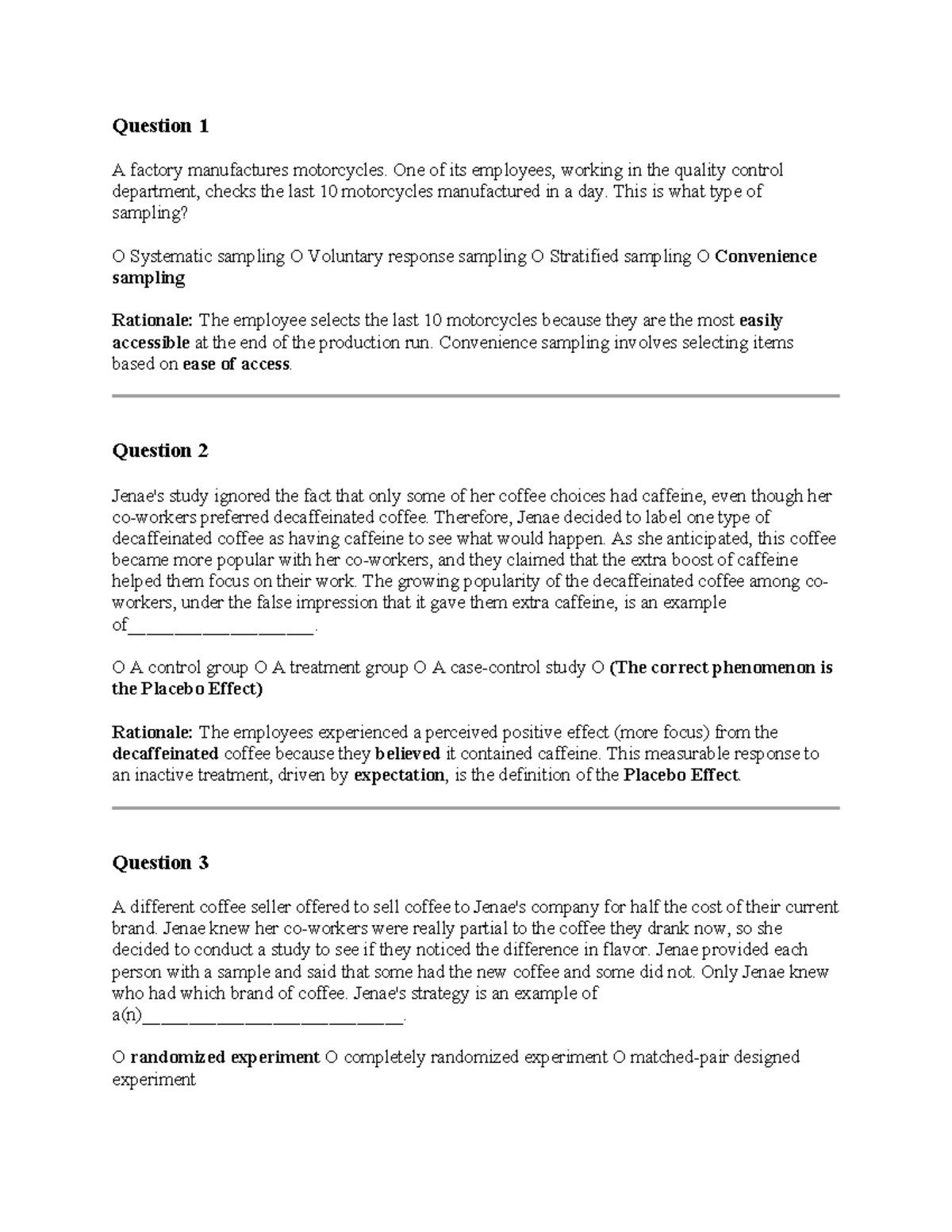 Stats 1001 Milestone 1 Final Exam: Sampling and Experimental Design ...