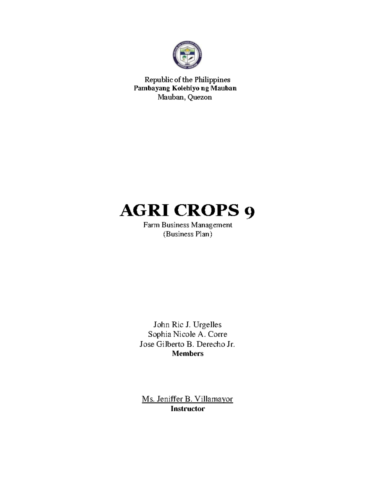 Final Business Plan for Watermelon Farm (AGRI CROPS 9) - Studocu