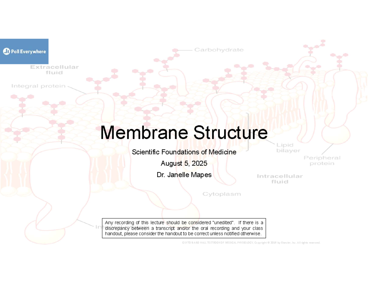 Membrane Structure and Function: Insights from Medical Biochemistry ...