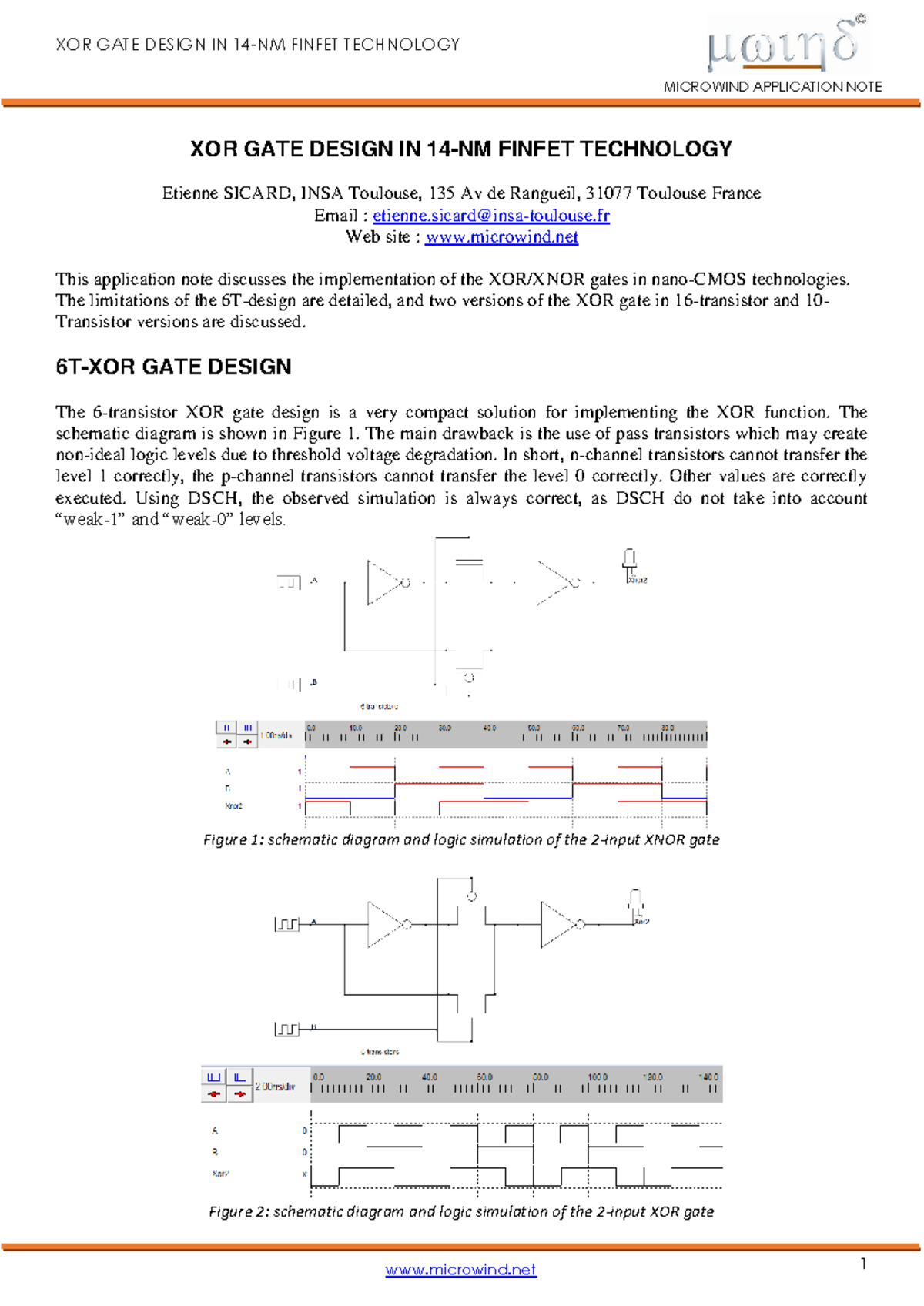 XOR Gate Design in FinFET Technology: Microwind Application Note - Studocu