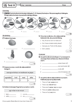 Unit 5 Test Standard A - Sprawdzian z Modali - Unit 5 Test Standard ...