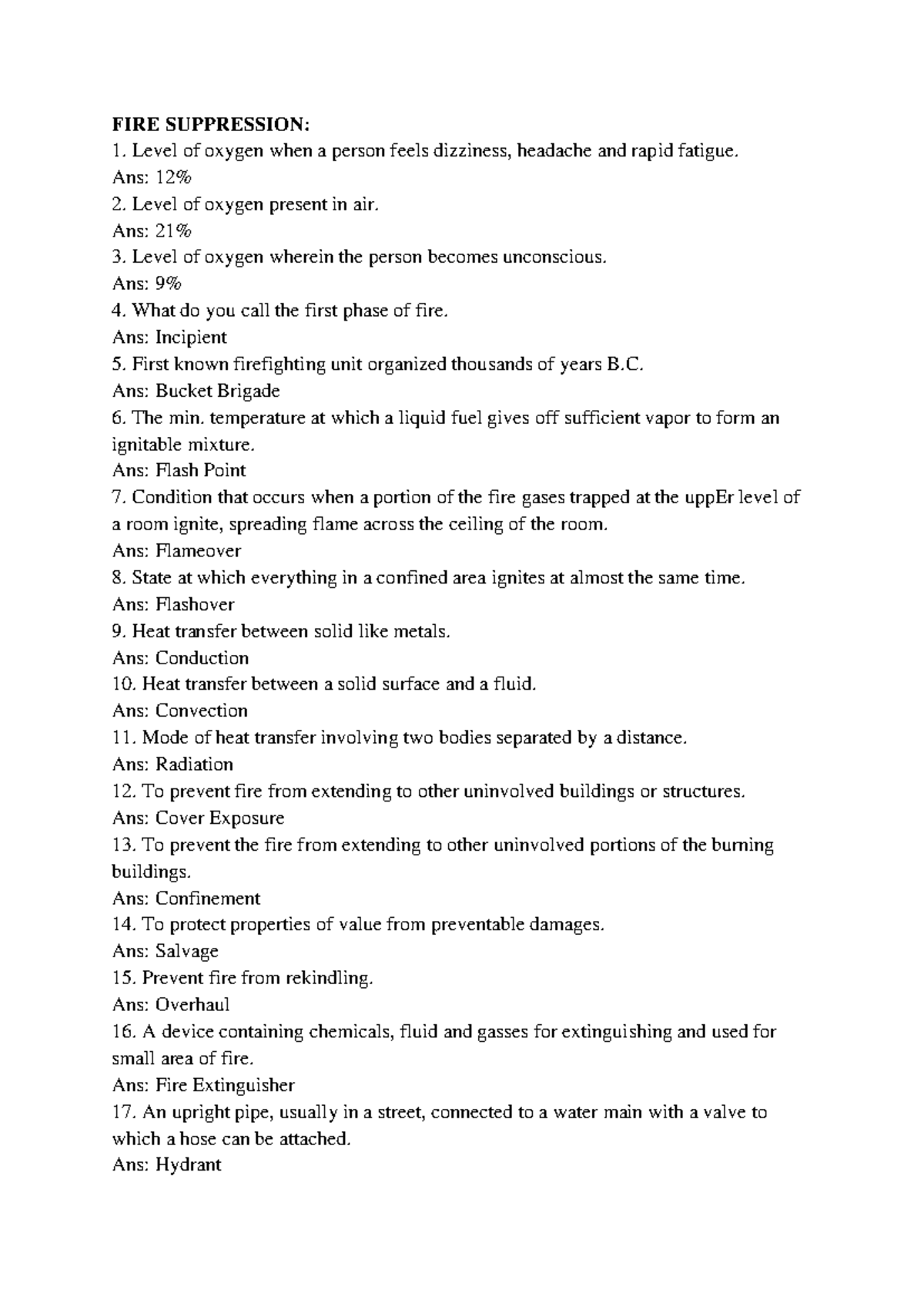 FOE Reviewer - Final Exam Notes for FIRE OFFICER EXAMINATION - Studocu