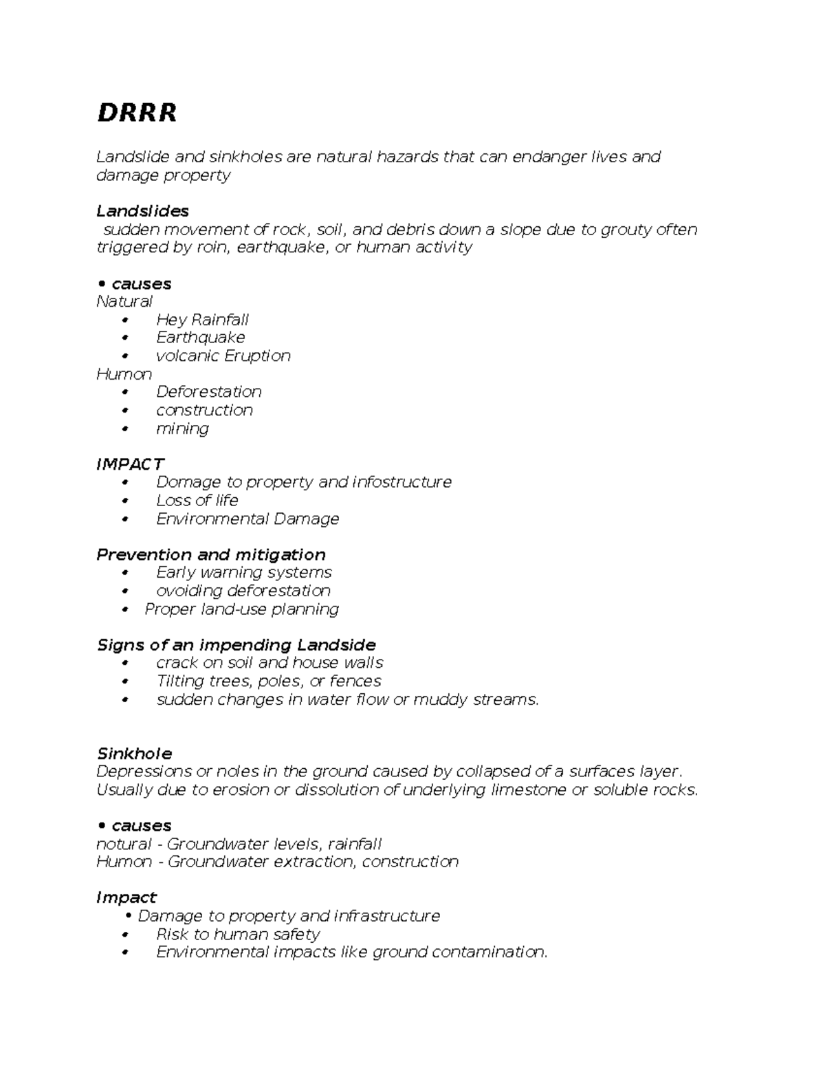 Natural Hazards: Landslides, Sinkholes, and Fire Safety (GEOS 101 ...