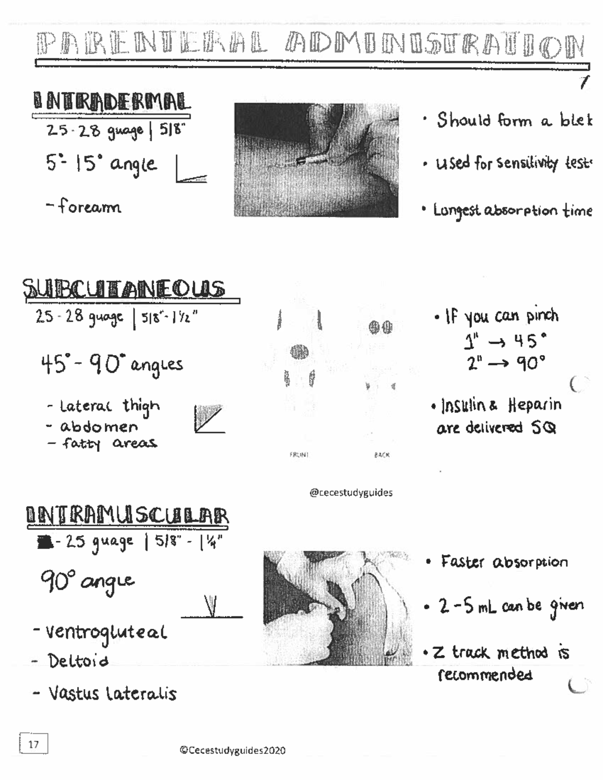 Parenteral Administration Cheat Sheet - NUR222 - PARENTERAL ...