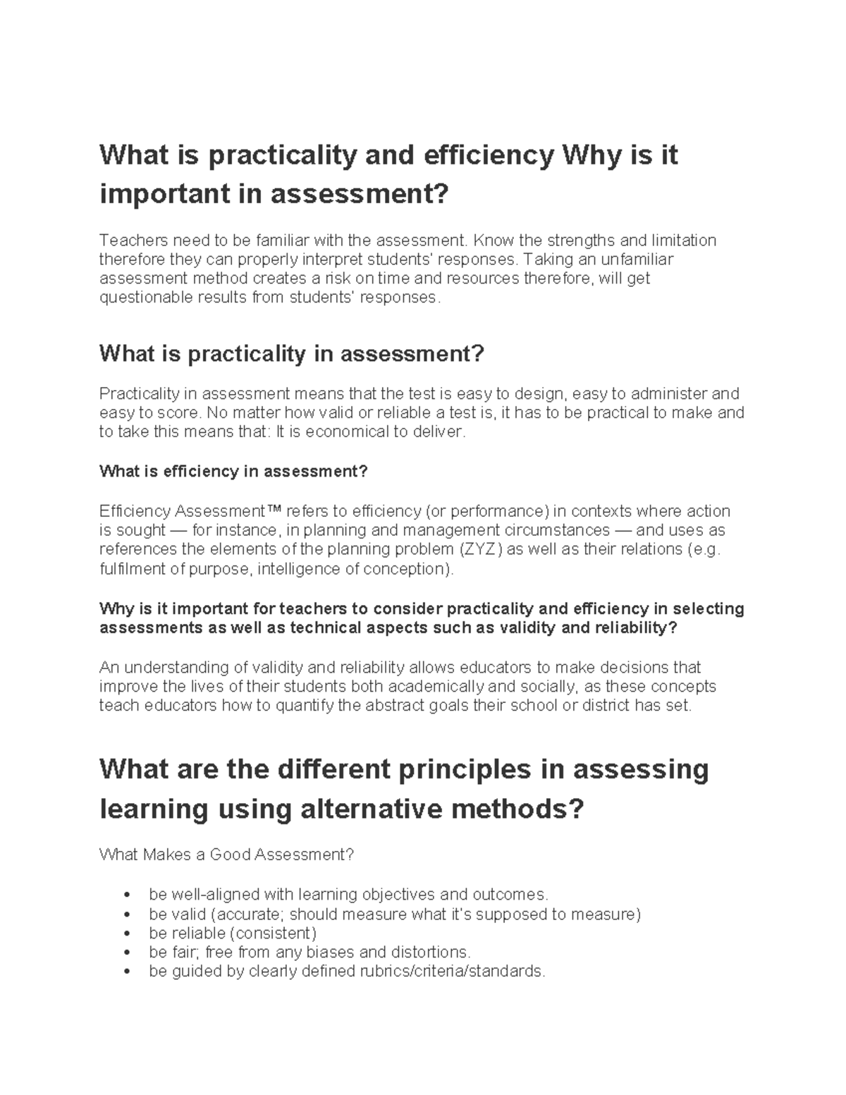 Assessment Practicality and Efficiency: Key Concepts and Guidelines ...