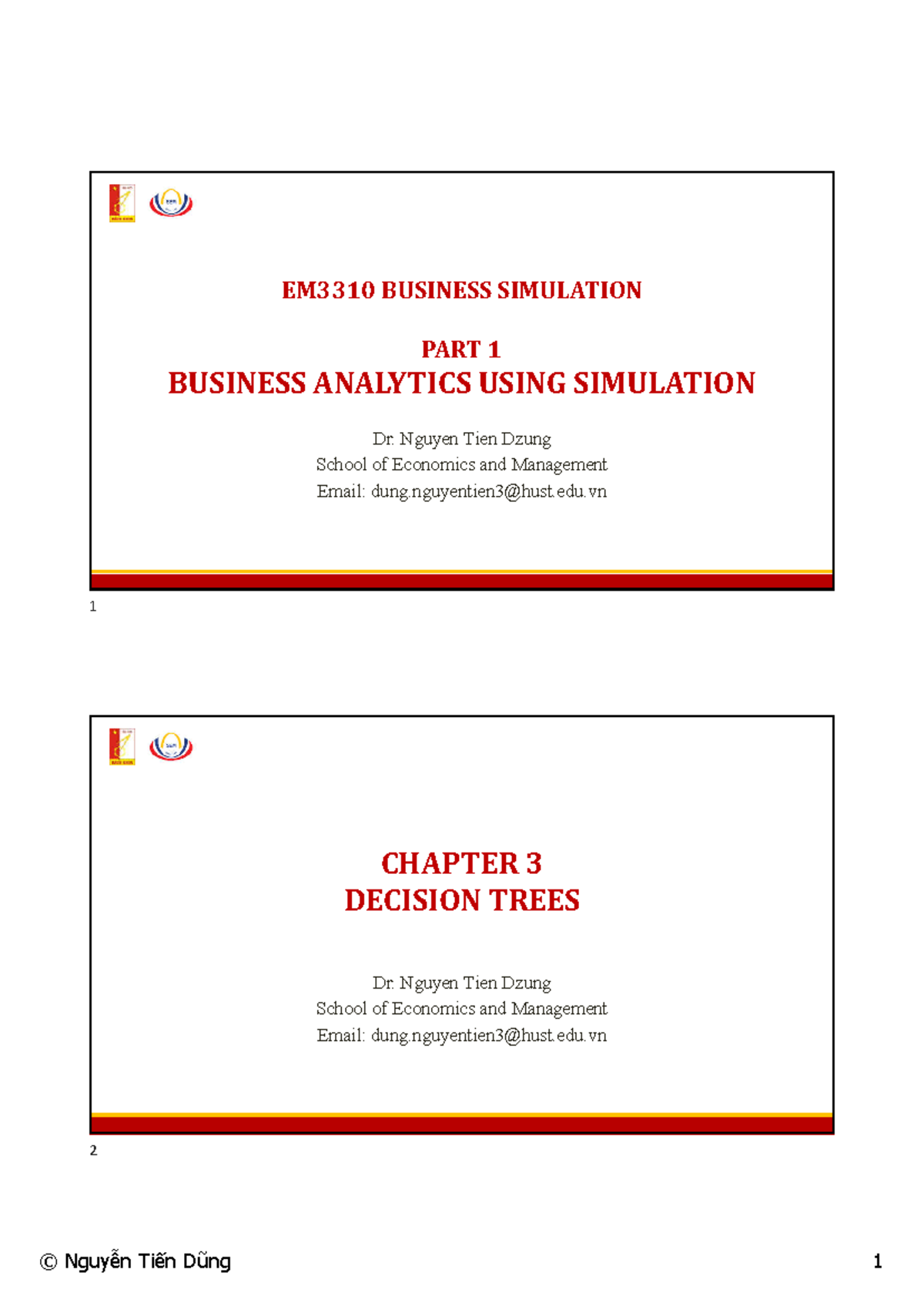 EM3310 Business Simulation: Decision Trees and Analysis Techniques ...