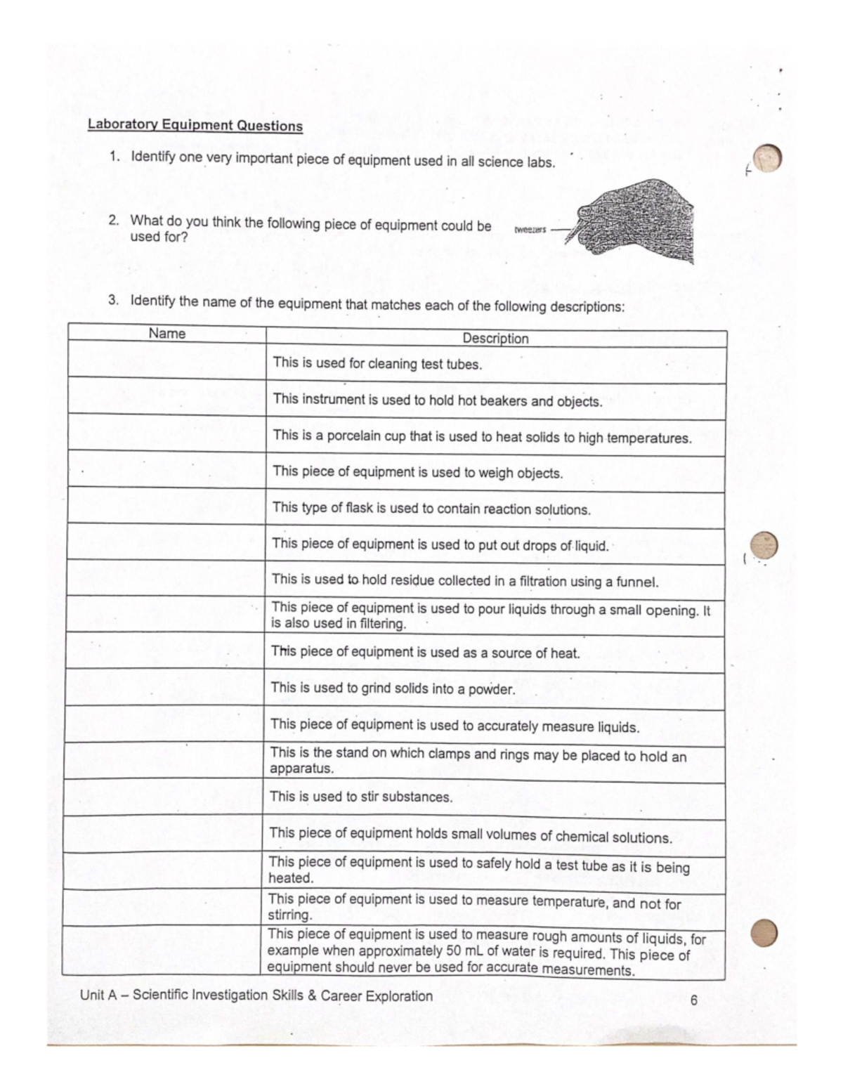 01 - CP - UA.06; Lab Equipment Identification Questions - Studocu