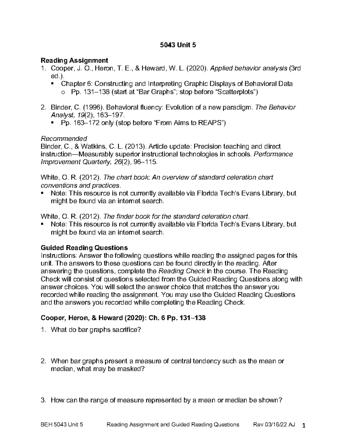 Unit 5 Reading Assignment and Guided Reading Questions - Studocu
