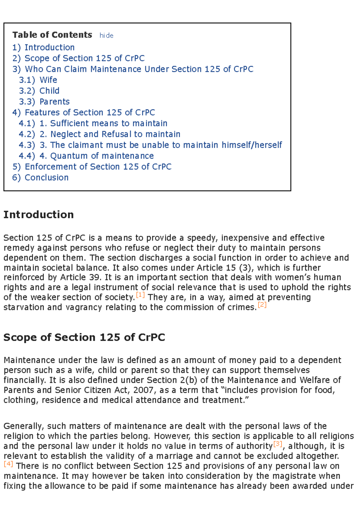 Maintenance Under Section 125 of Cr PC - Law Corner - Table of Contents hide Introduction Scope ...