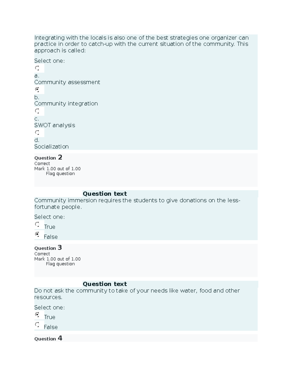 Midterm Quiz 1: Community Integration Strategies and Questions - Studocu