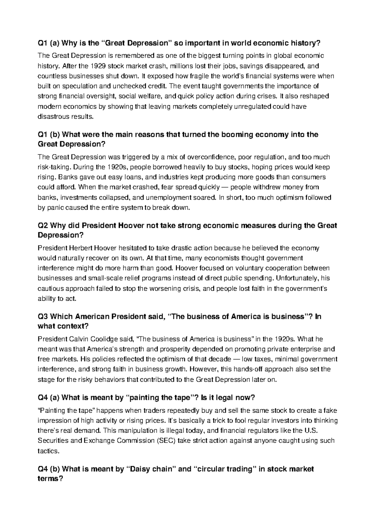 Macroeconomics Homework: Understanding the Great Depression and Its ...