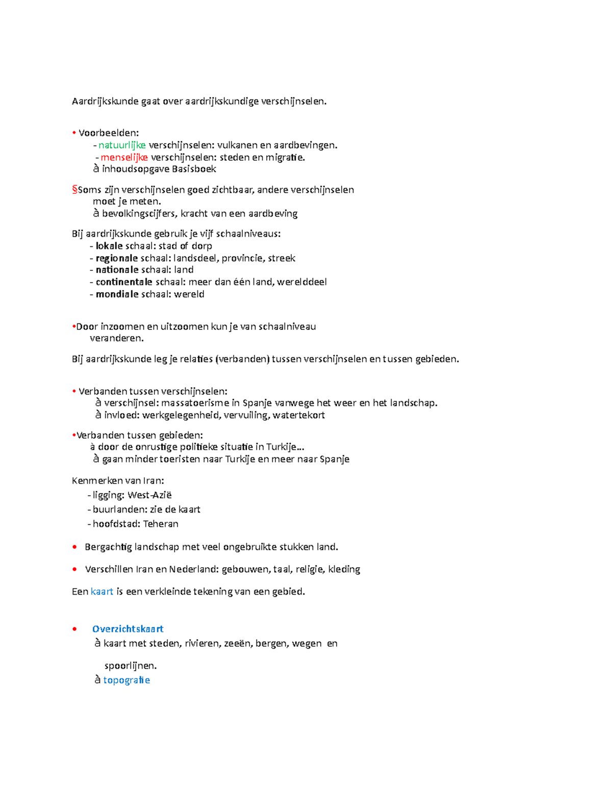 Samenvatting Aardrijkskunde: Verschijnselen en Schaalniveaus - Studeersnel