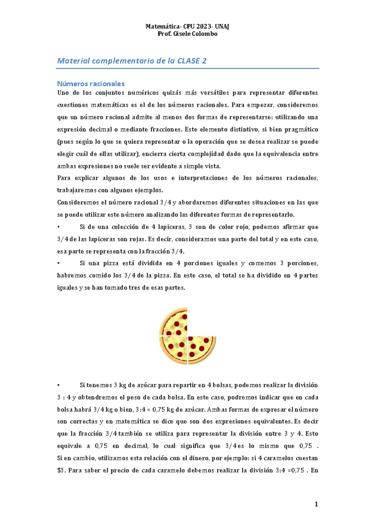 CPU 2023 Material Complementario Clase 2: Números Racionales - Studocu